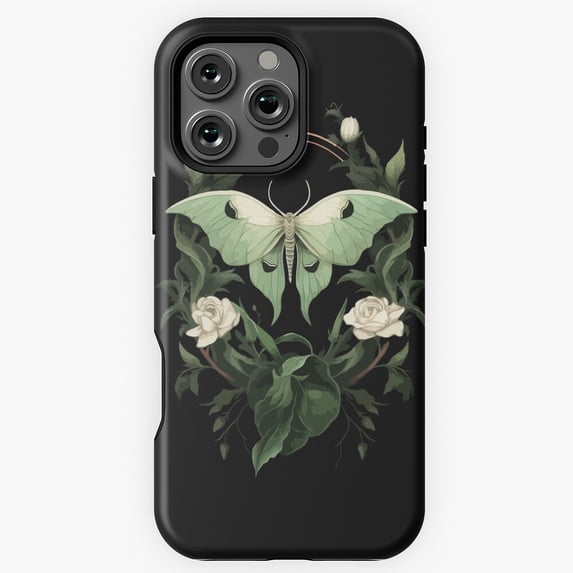 Green Luna Moth Mystical Insect Art Phone Case for iPhone 16 15 14 13 ...