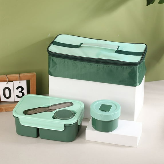 Green Lunch Bento Box Soup Cup Insulated Bag Set, Multi Functional ...