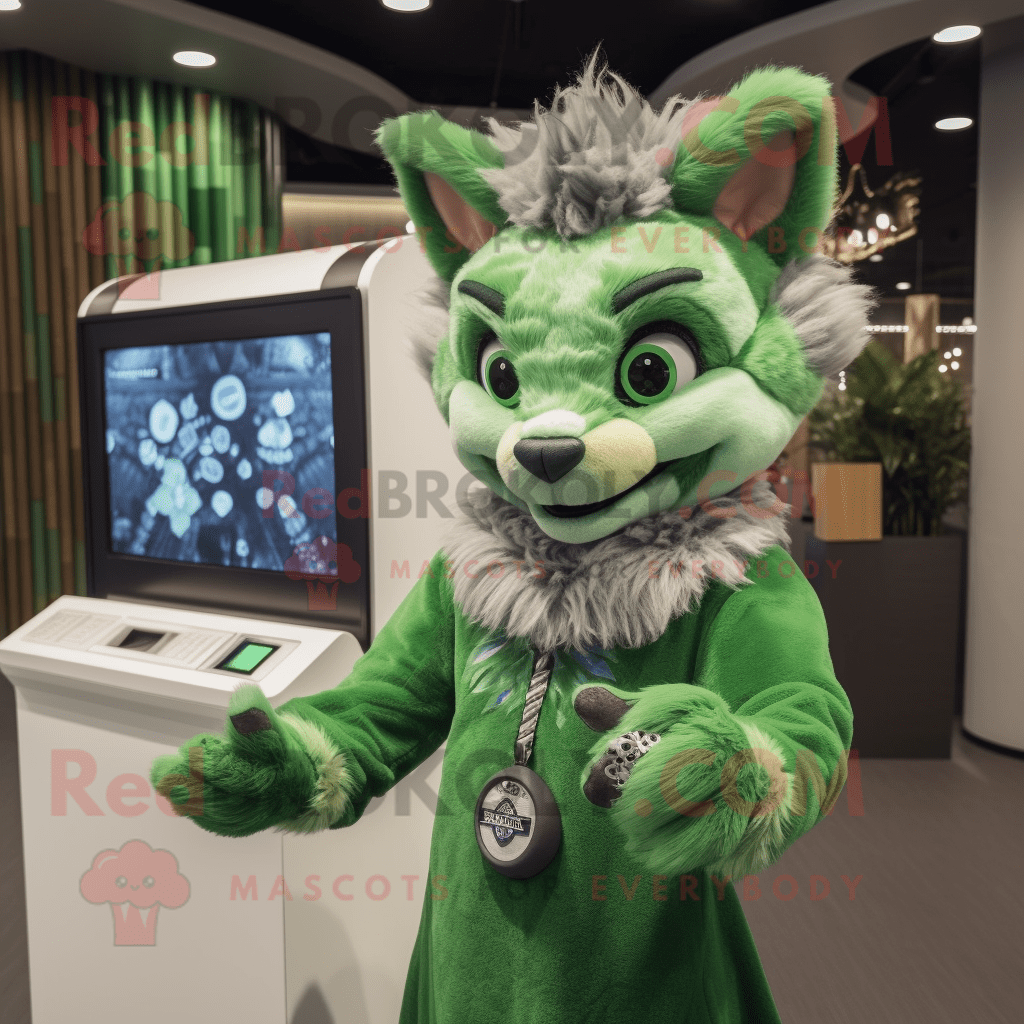 Green Lynx REDBROKOLY mascot costume character dressed with a Midi ...
