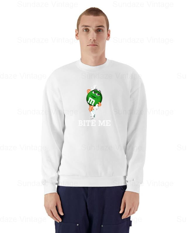 Green M&M Bite Me Funny Candy Meme Humor Sweet Gift Sweatshirt unisex ...