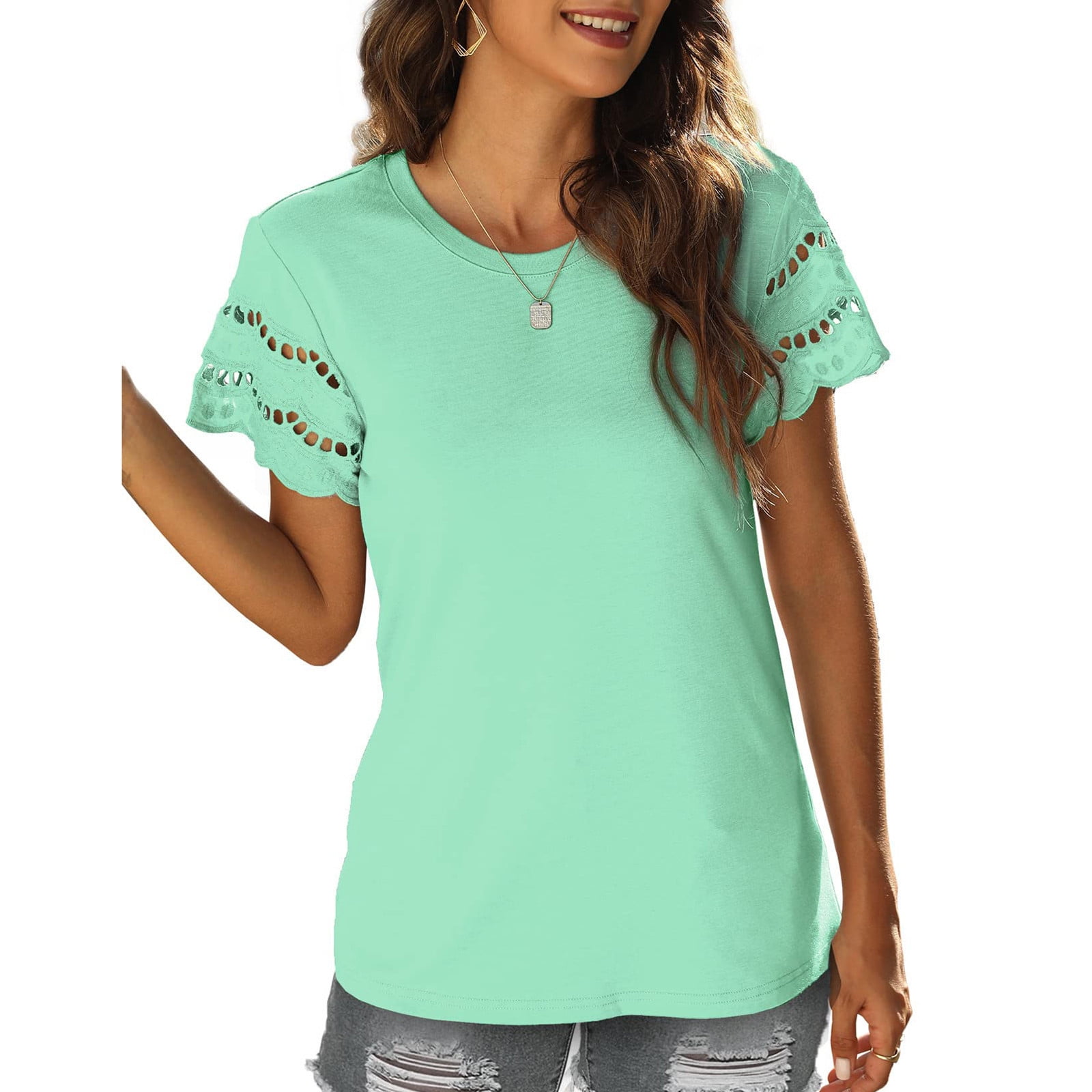 Green M WIZUTIZ Womens Blouse up to 65% Off Plain Basic Fluffy Loose ...