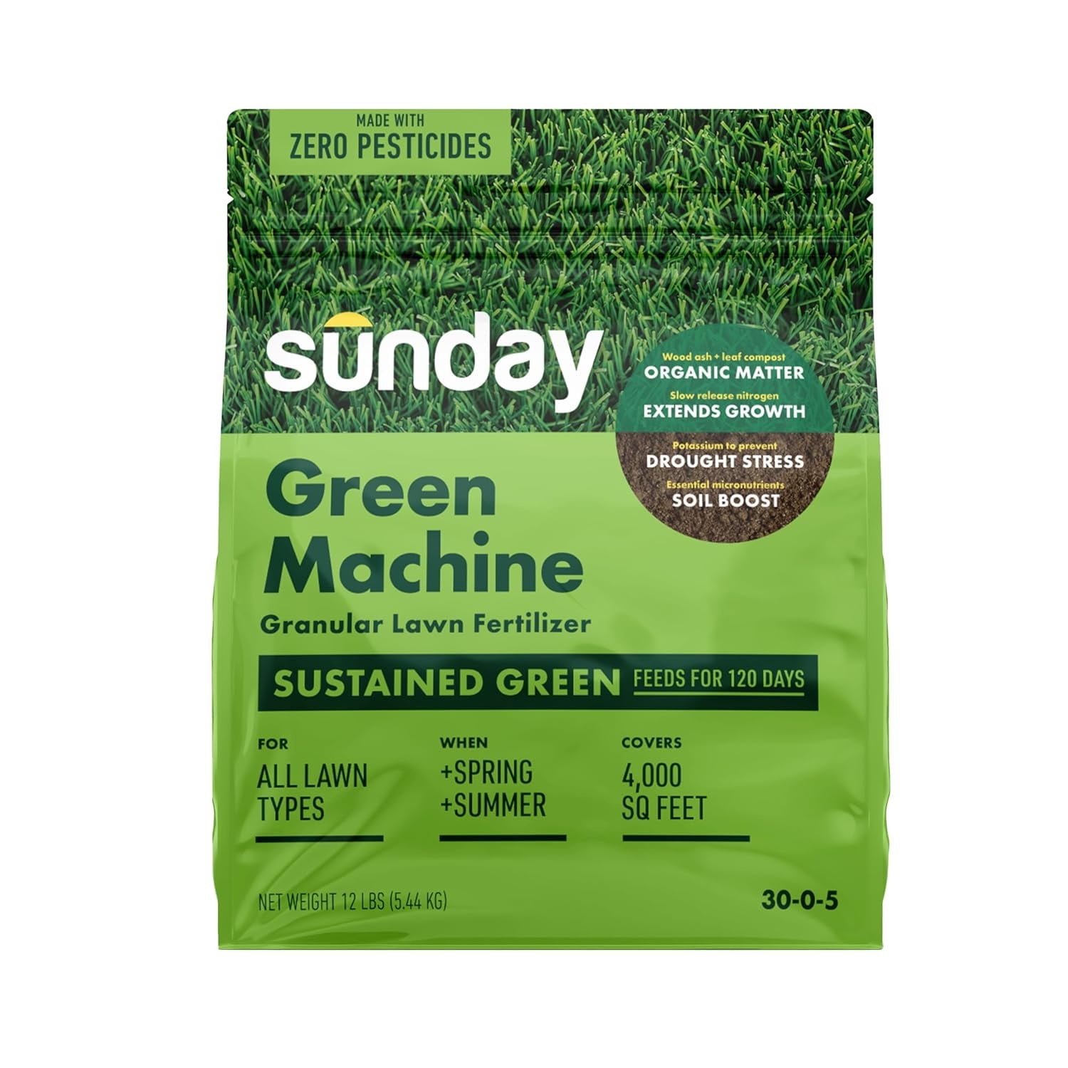Green Machine Granular Lawn Fertilizer - 30-0-5 Mix for Up to 120 Days ...
