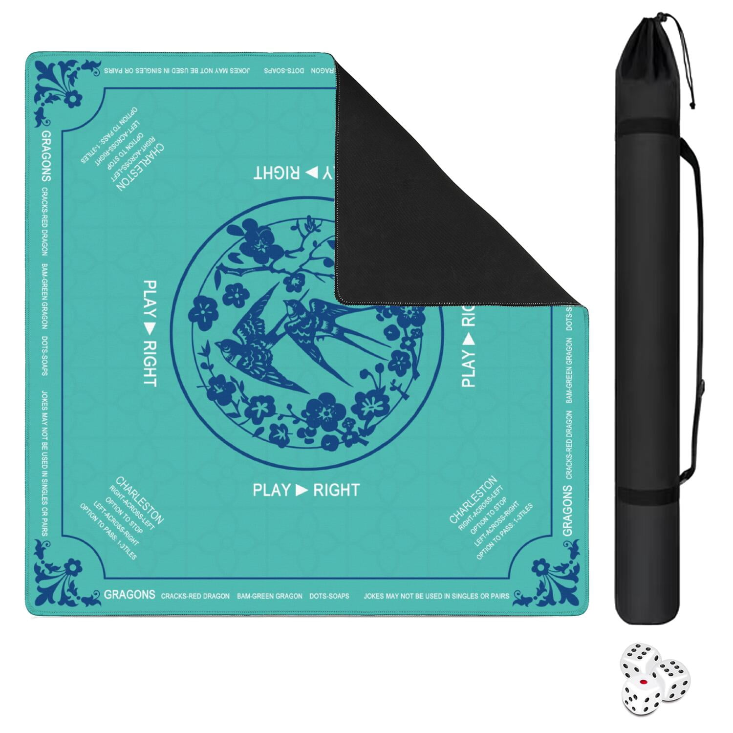 Green Mahjong Mat with Rules, 31.5*31.5in Anti Slip American Mahjong ...