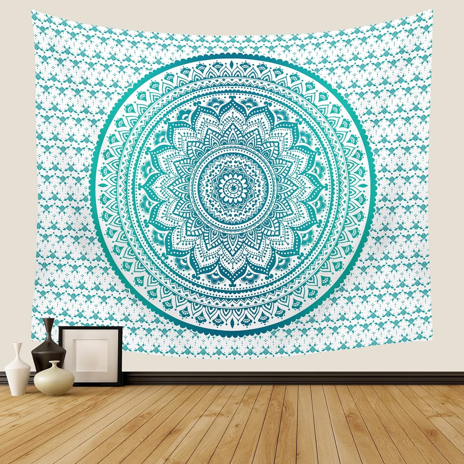 Green Mandala Tapestry Indian Hippie Bohemian Psychedelic Tapestries ...
