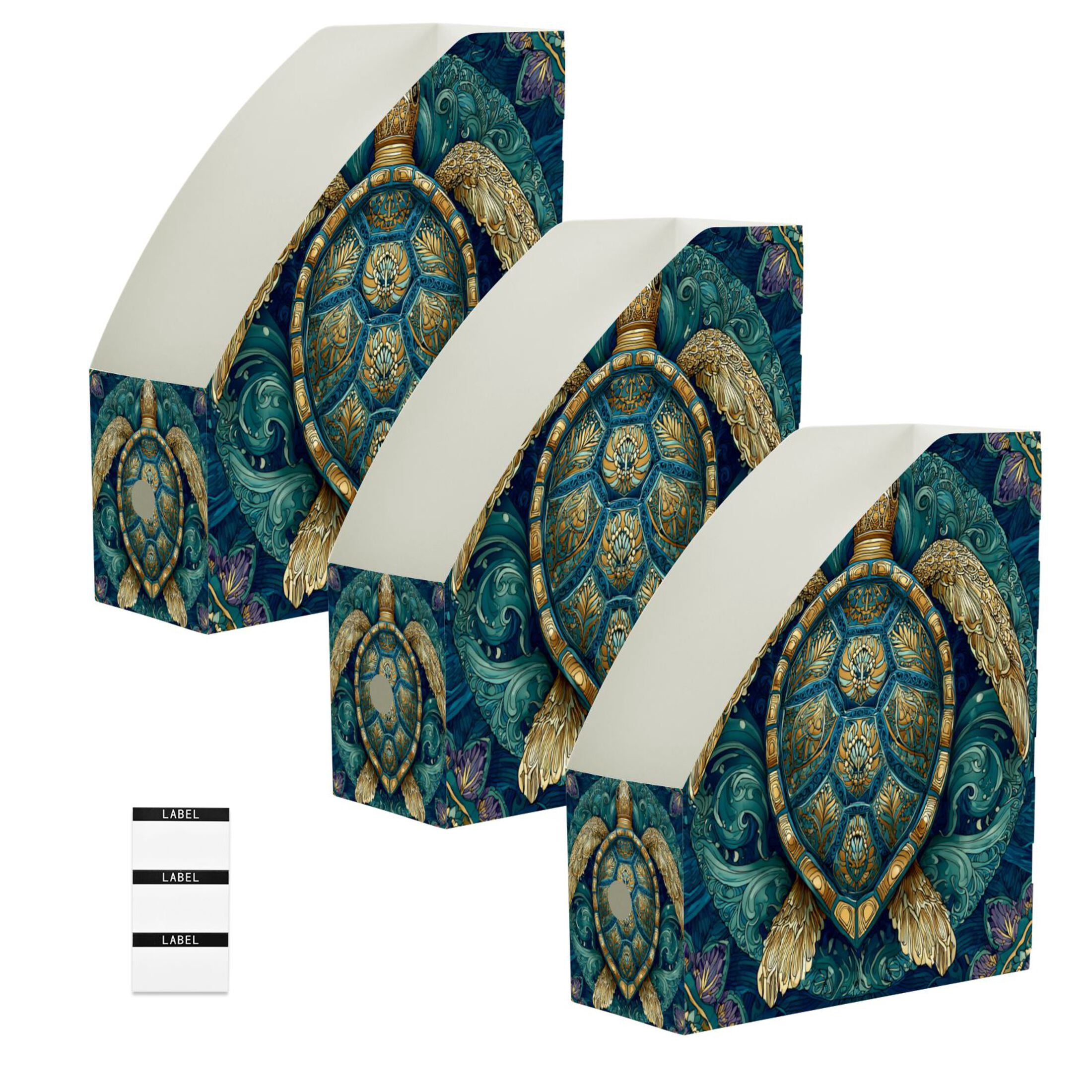 Green Mandala Turtle 6 Pack Magazine File Holders Desktop File ...