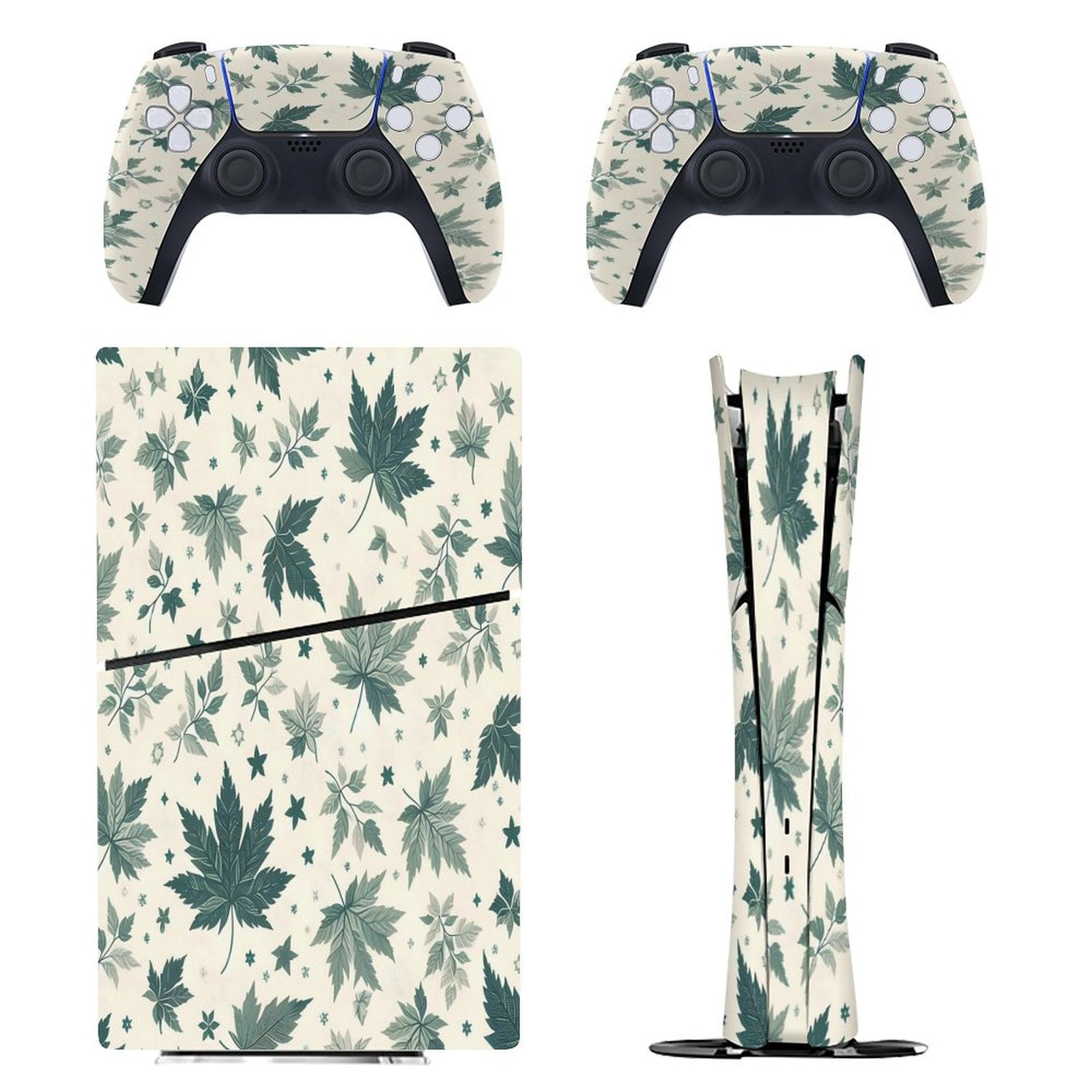 Green, Maple Leaves PS5/PS5 Slim Digital Disc Skin Sticker For Console ...