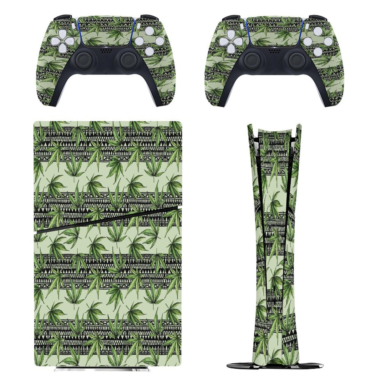 Green Maple Leaves Seamless Pattern PS5/PS5 Pro/PS5 Slim Digital Disc ...