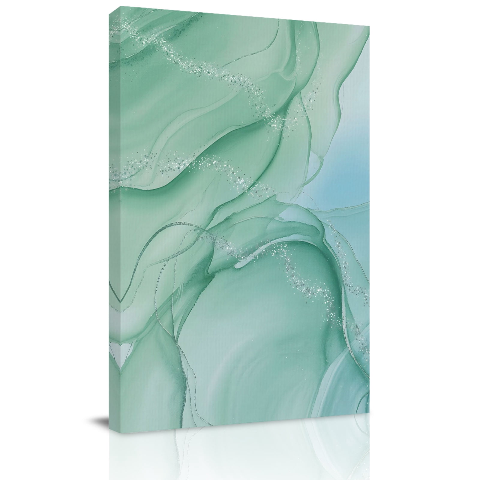 Green Marble Canvas Wall Art for Living Room, Teal Aqua Marble Abstract ...