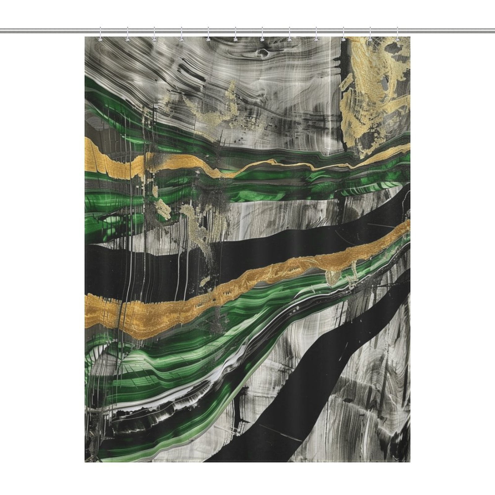 Green Marble Cloth Fabric Bathroom Decor Set with Hooks - Walmart.com