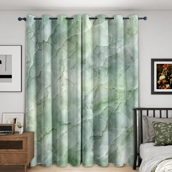 Green Marble Curtains For Living Room , Modern Abstract Pattern Design ...