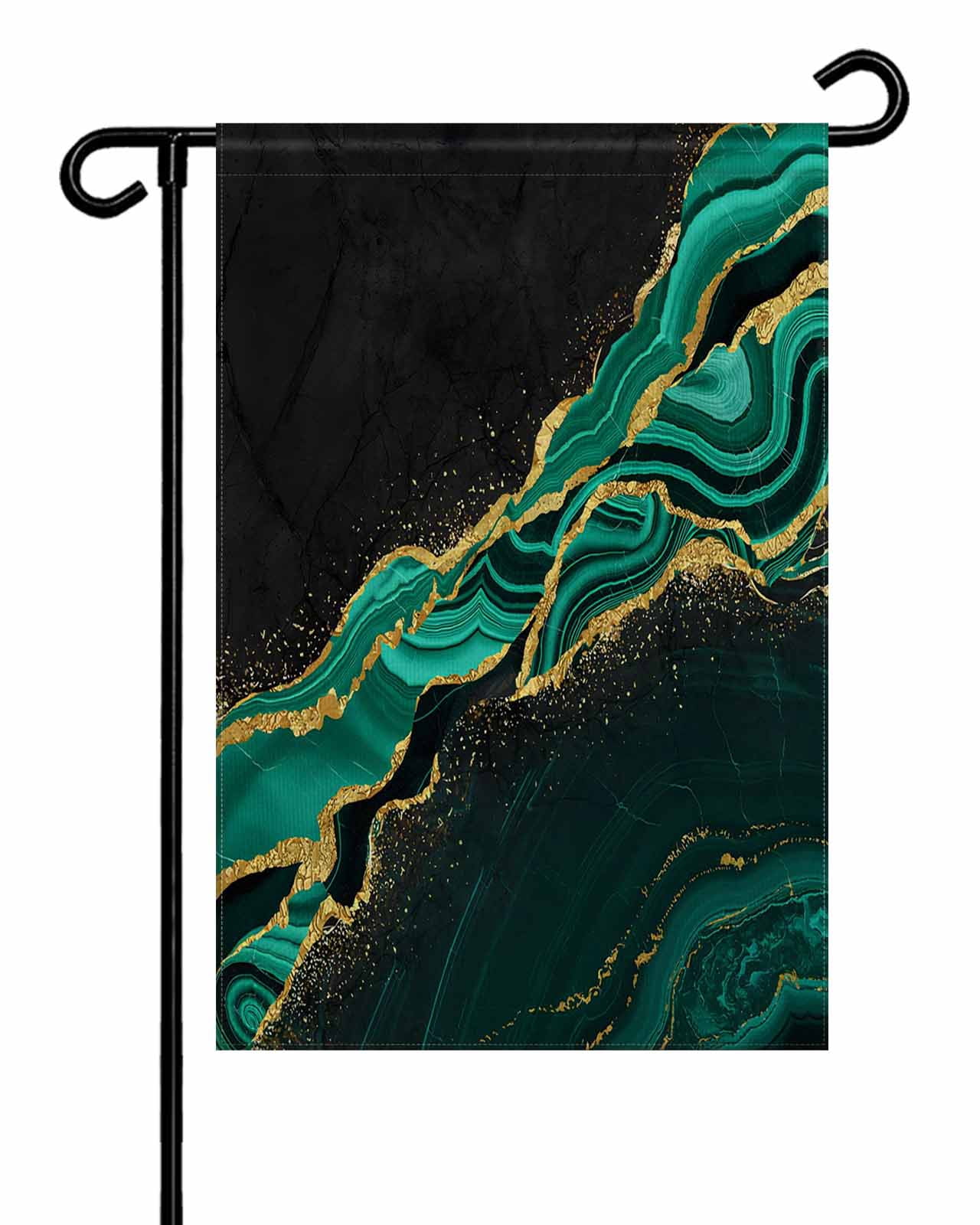 Green Marble Garden Flags 28x40 Double Sided Outside Decoration Gold ...