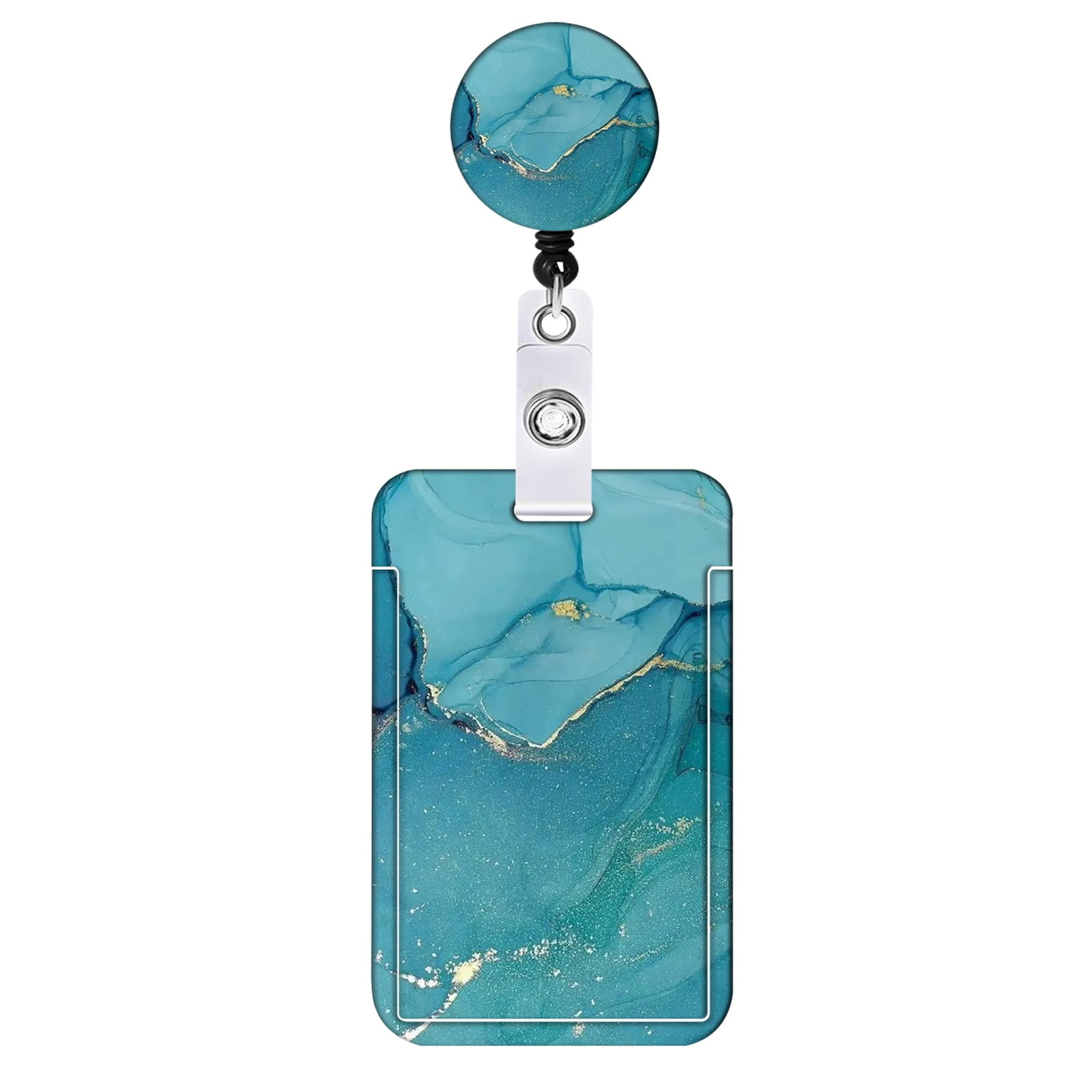 Green Marble Heavy Duty Badge Holder with Retractable Reel,ID Card ...