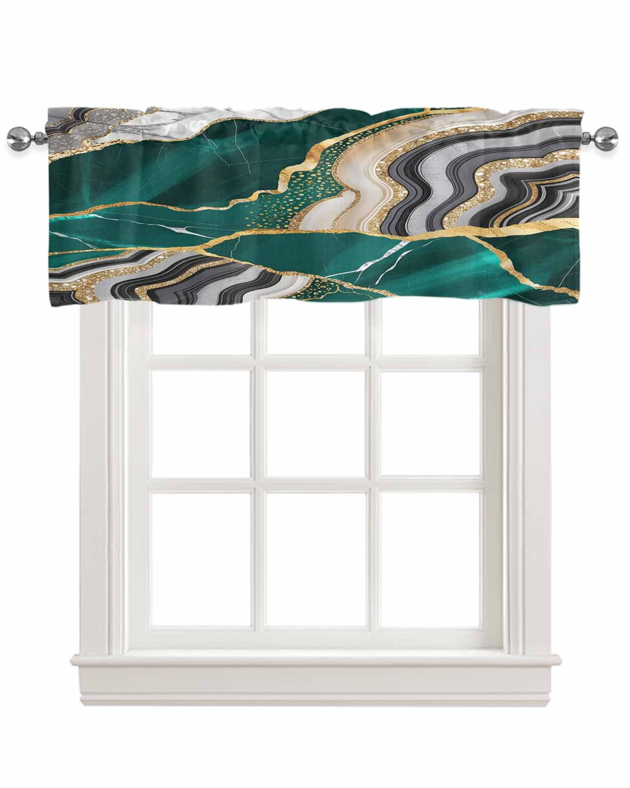 Green Marble Kitchen Valances for Windows Farmhouse Linen Window ...