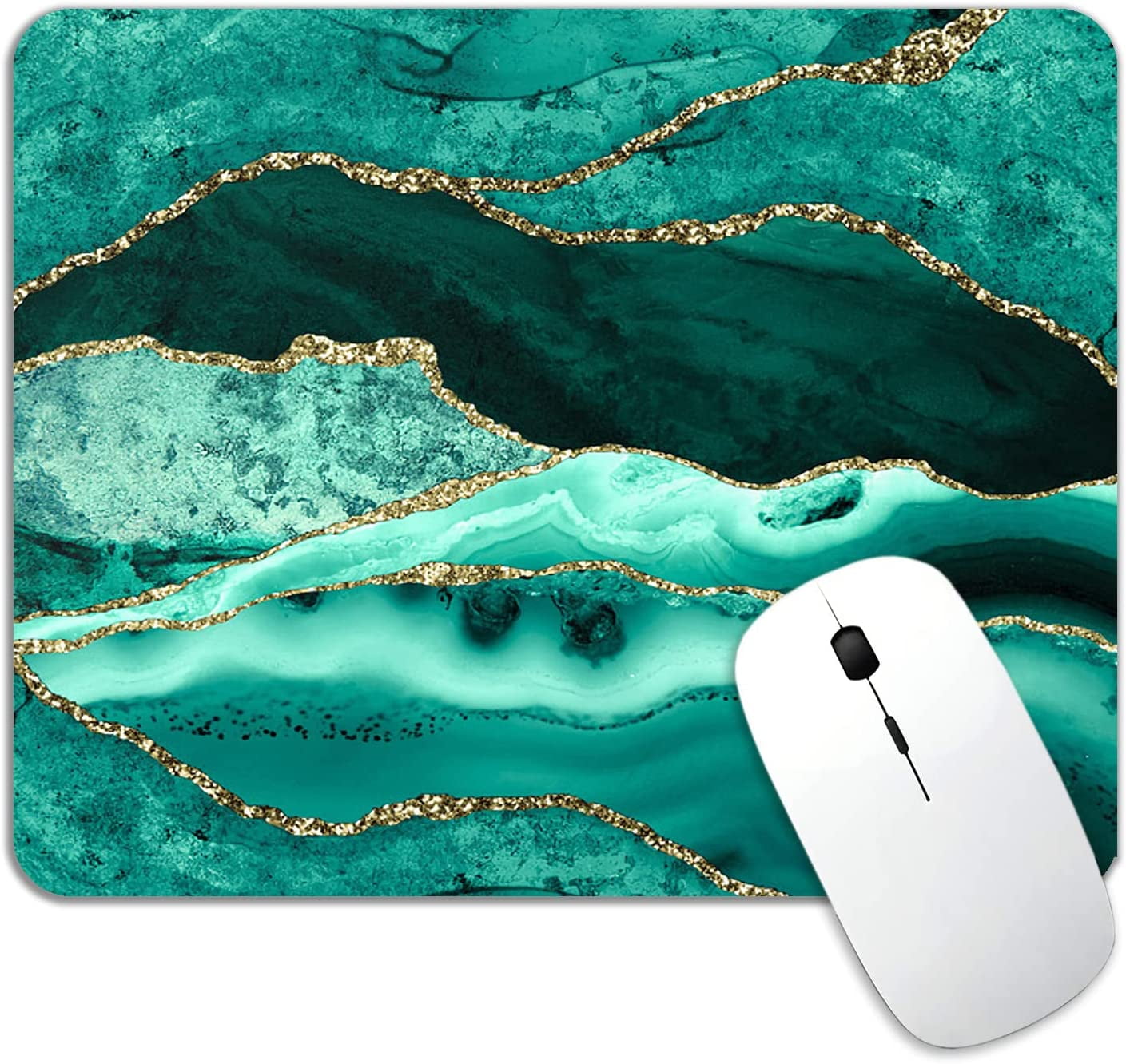 Green Marble Mouse Pad, Modern Waterproof Anti Slip Rubber Base Gaming ...