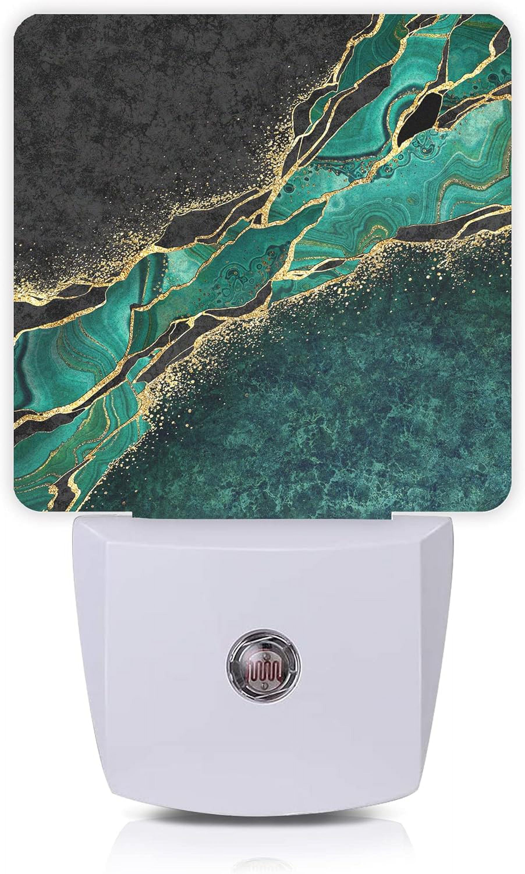 Green Marble Night Light,Golden Abstract Marble Veins Night Lights 0.5W ...