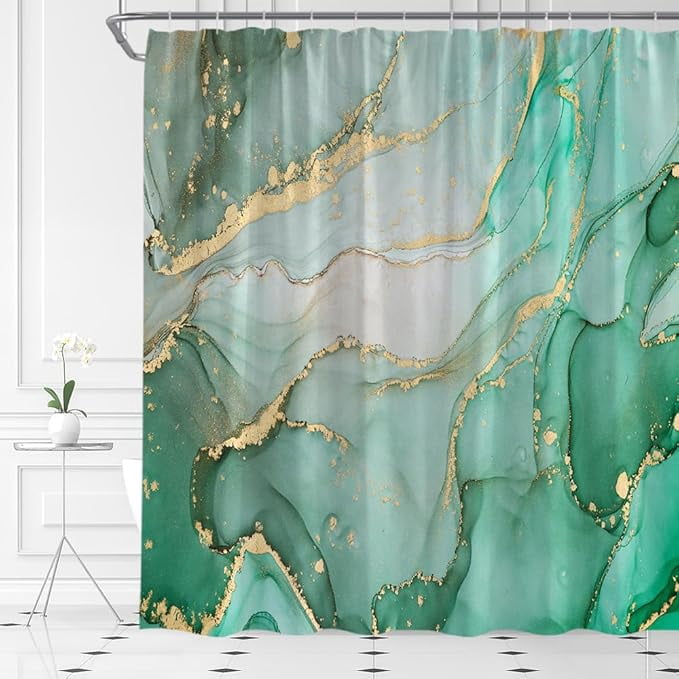 Green Marble Shower Curtain Abstract Marble Texture Modern Luxury Ombre ...