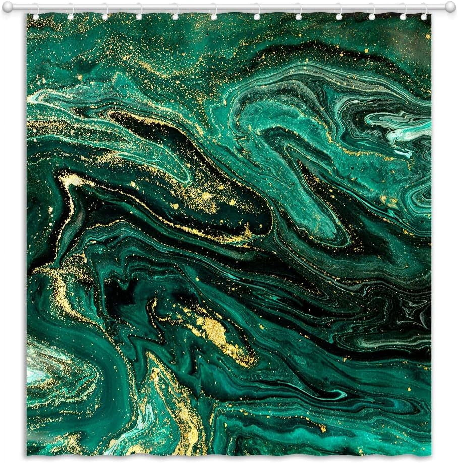 Green Marble Shower Curtain Abstract Teal Black Mineral Texture Luxury ...