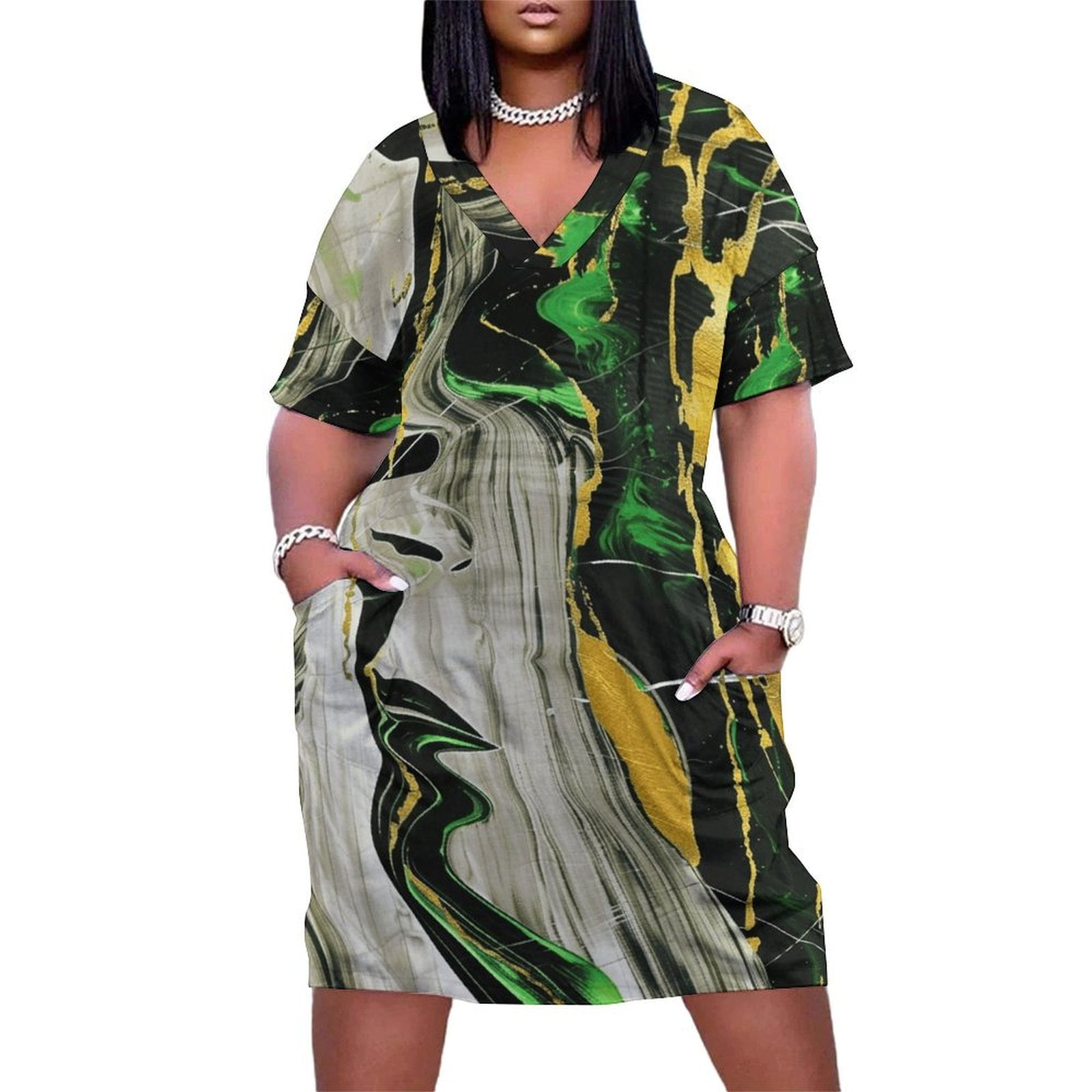 Green Marble Summer Dresses for Women Beach Boho - Walmart.com