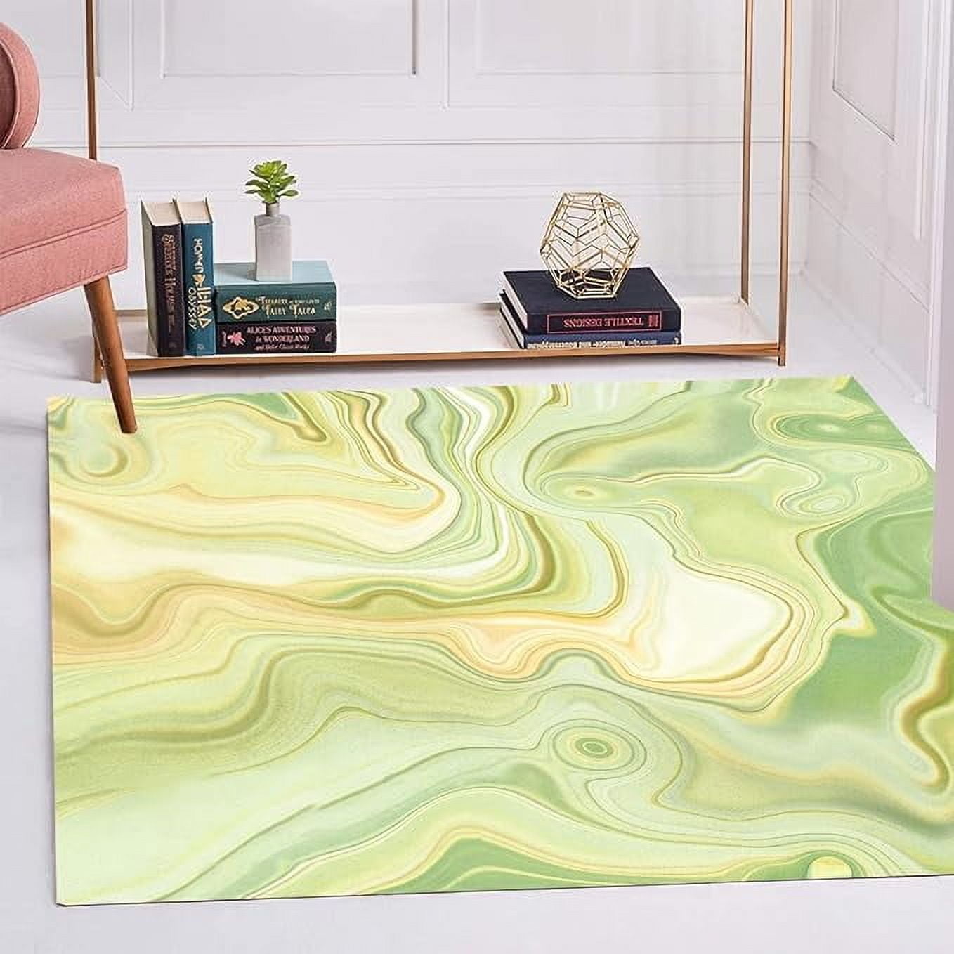 Green Marble Swirl Modern Abstract Square Area Rug For Living Room ...