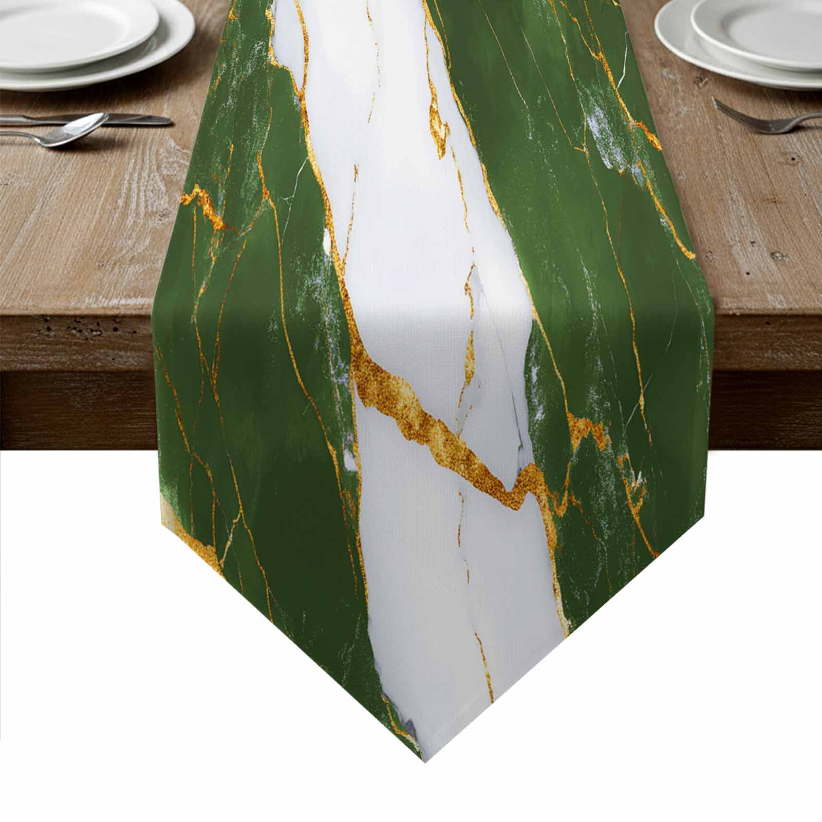 Green Marble Table Runner Linen Burlap Table Runner 60 Inches Long ...