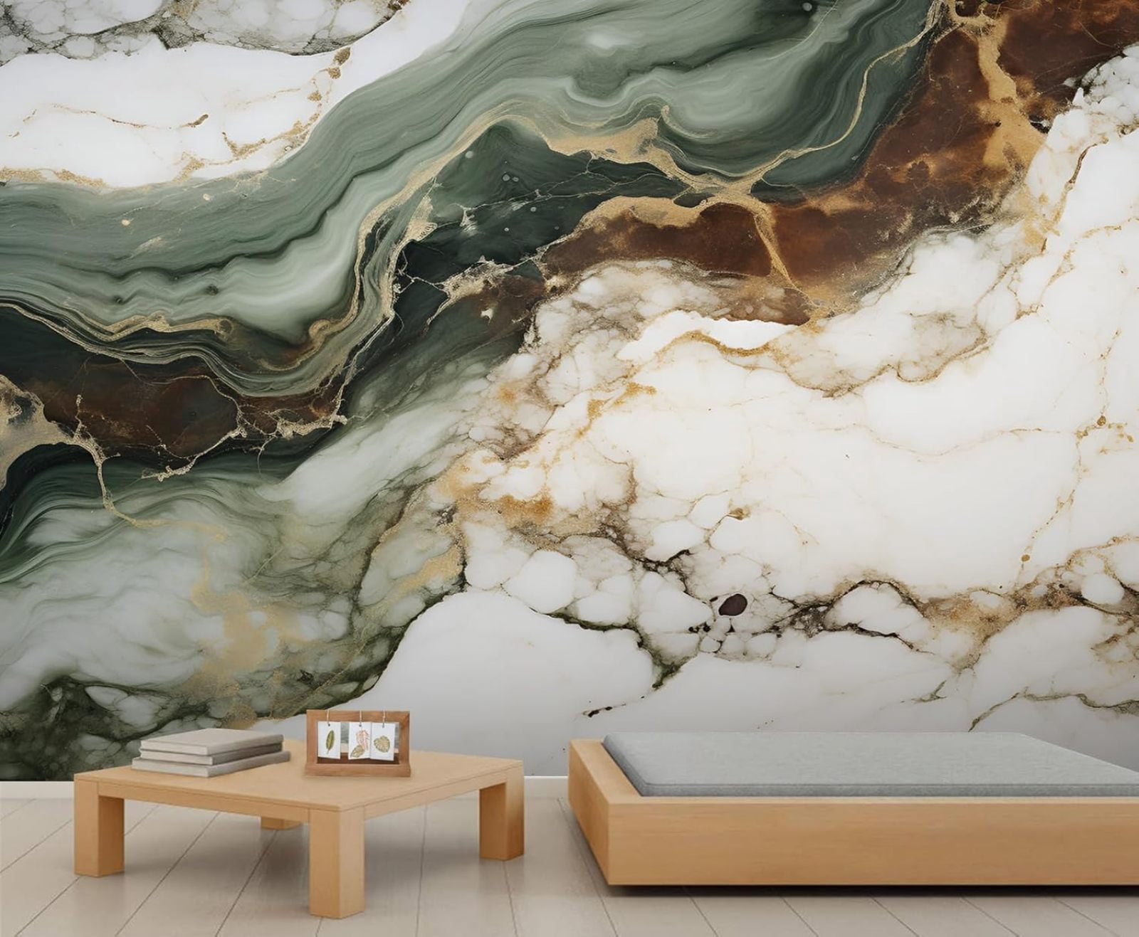 Green Marble Texture 3D Wall Murals Wallpaper, Abstract Golden ...