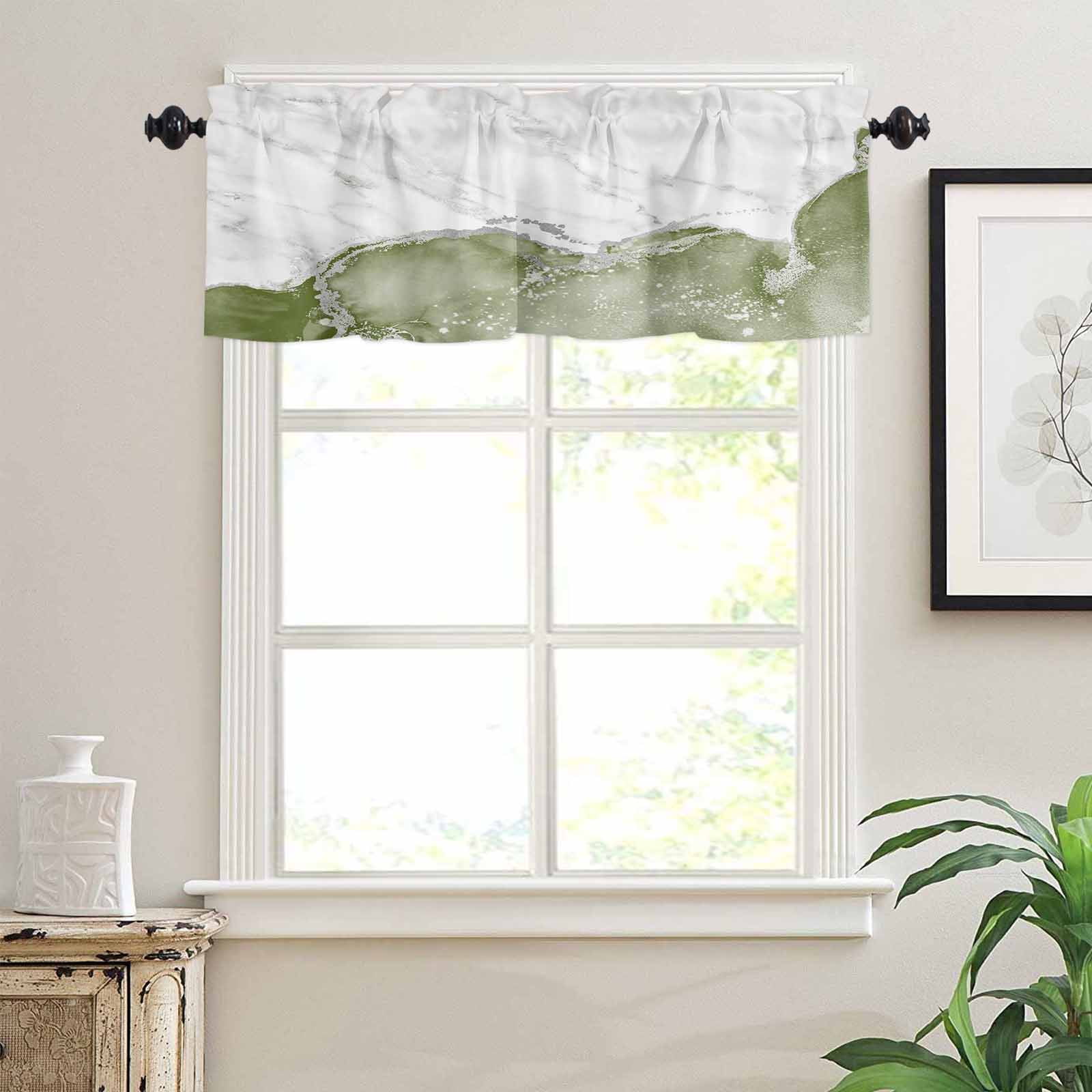 Green Marble Texture Window Valances for Kitchen, Abstract Art Pattern ...