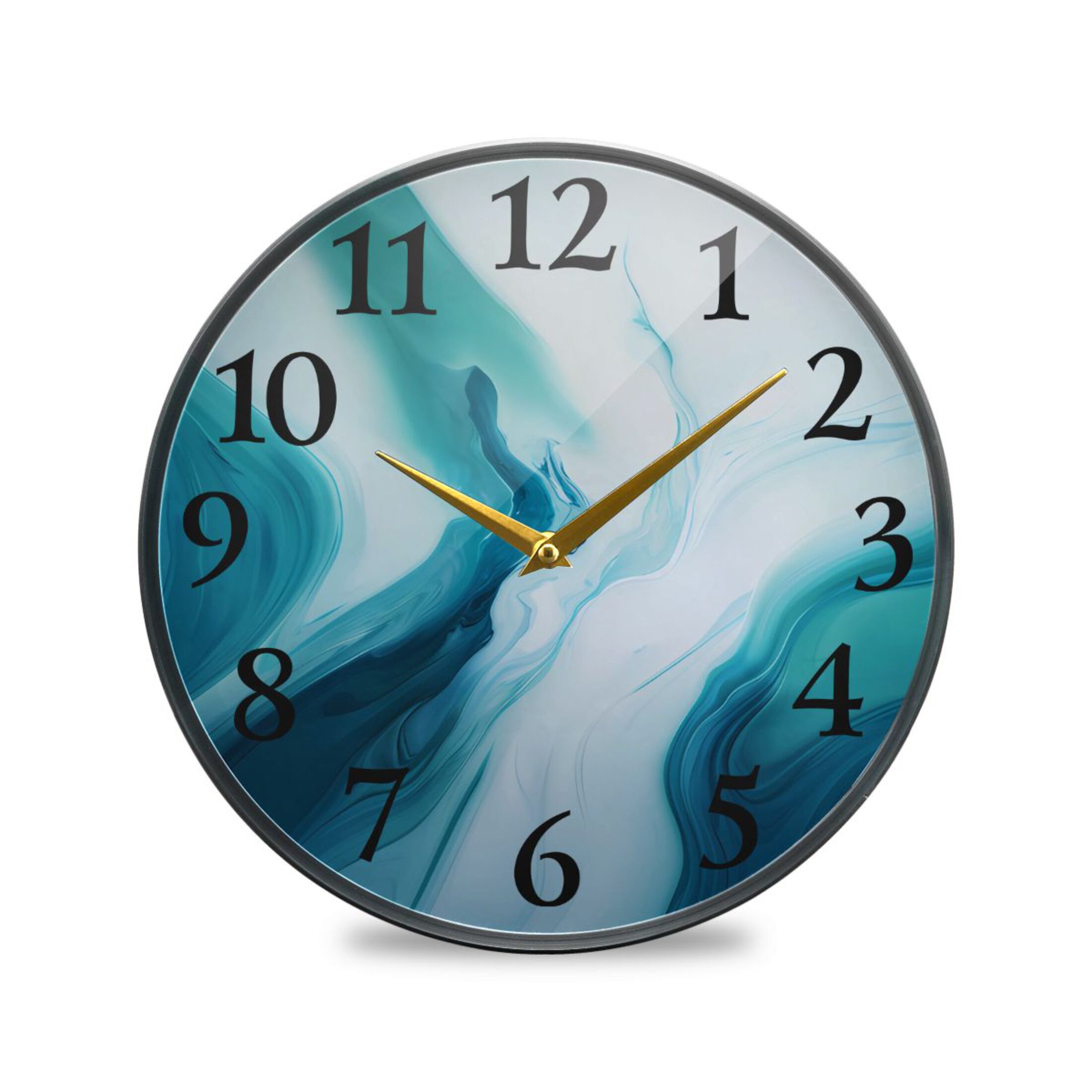 Green Marble Wall Clocks Battery Operated 11.9 Inch Round Clock Acrylic ...