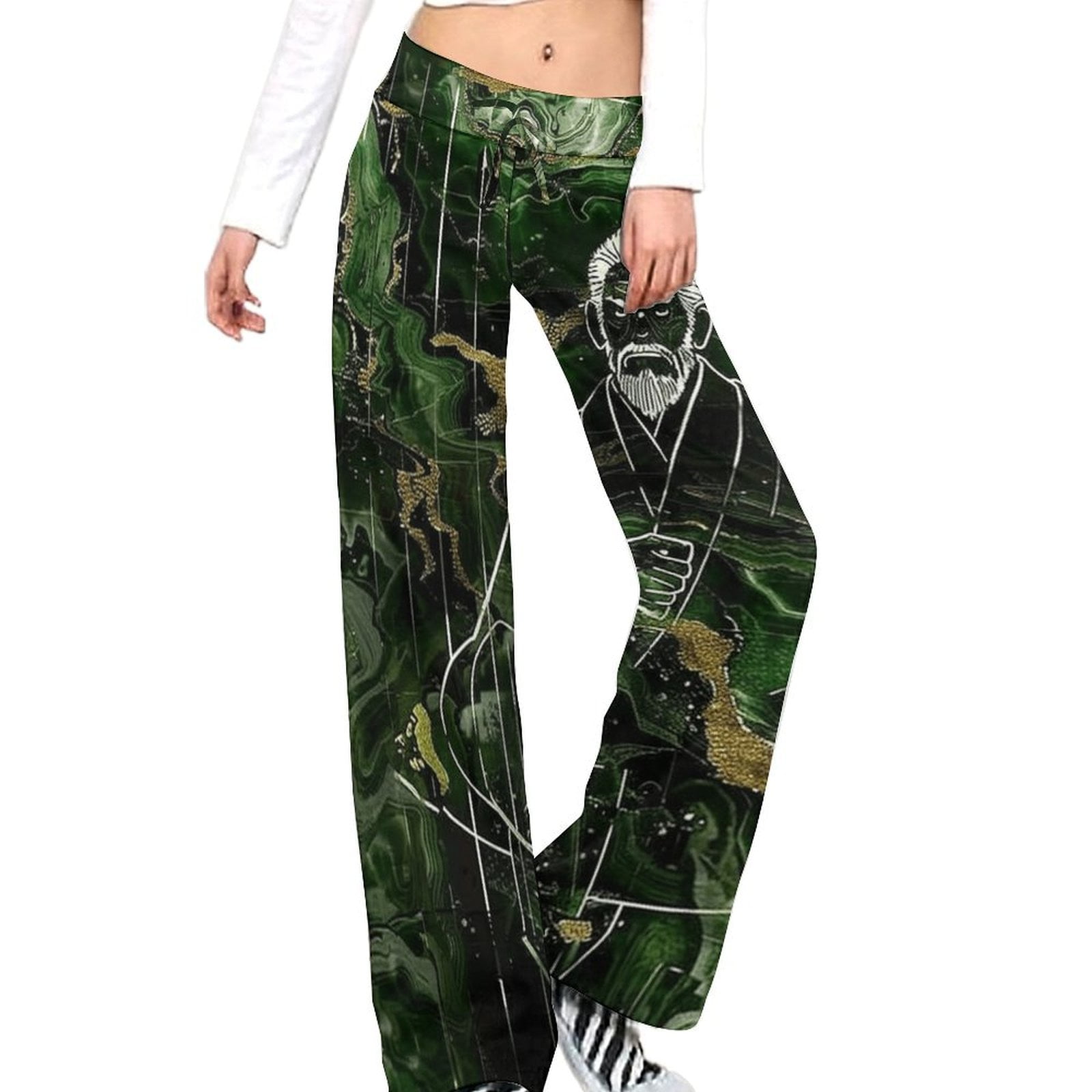 Green Marble Women's Wide Leg Lounge High Waisted Loose Work Casual ...