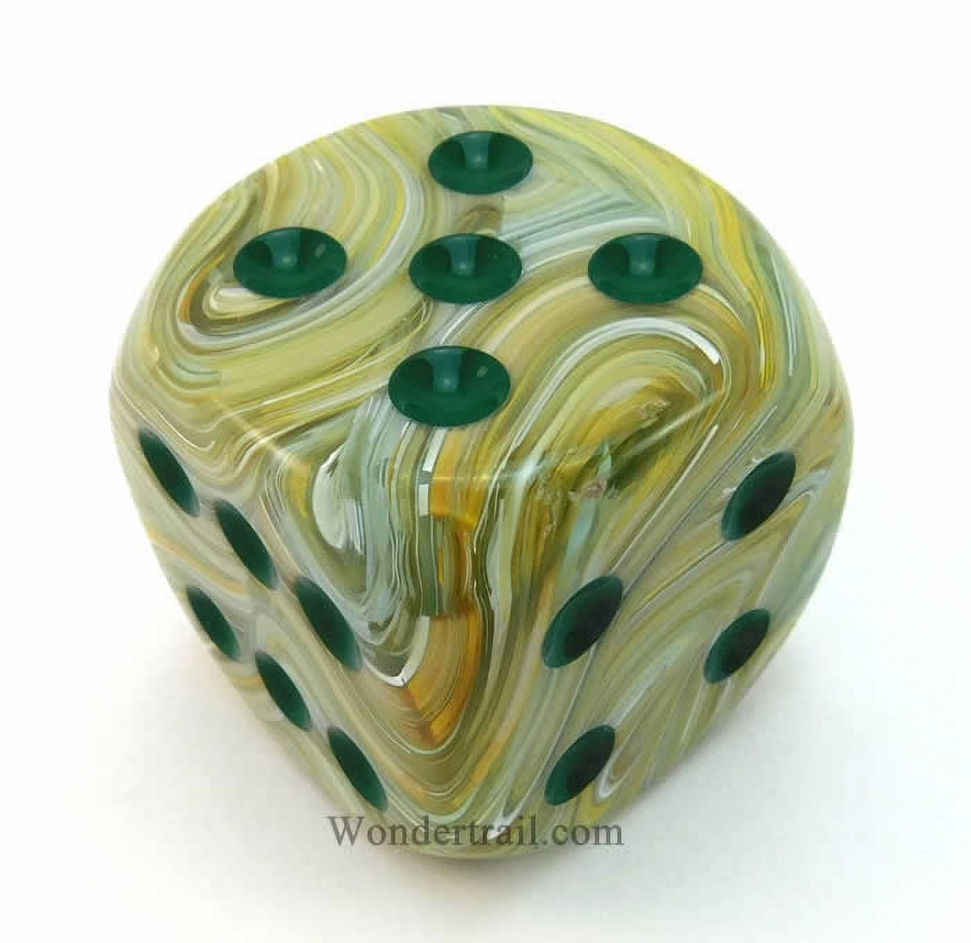 Green Marbleized Die with Dark Green Pips D6 50mm (1.97in) Pack of 1 ...