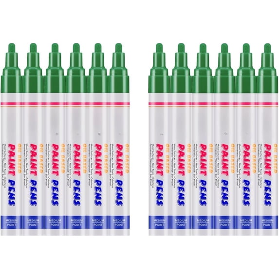 Green Markers, 12 Pack Oil-Based Quick Dry Permanent Pen Set for Rocks ...