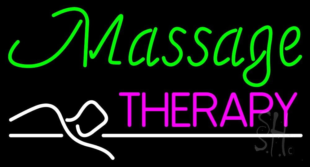 Green Massage Therapy LED Neon Sign 20 x 37 - inches, Black Square Cut ...