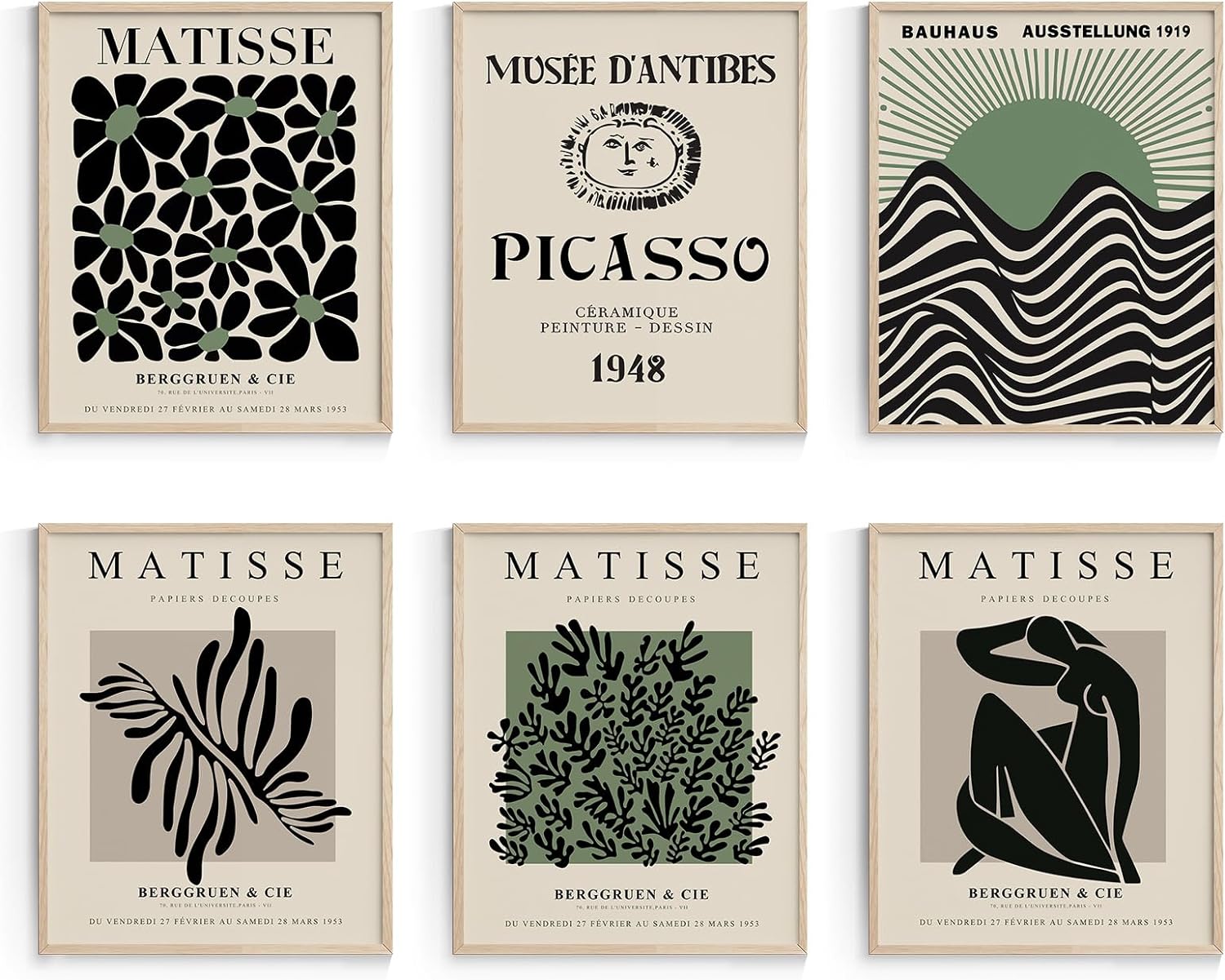 Green Matisse Posters for Room,Minimalist Abstract Line Wall Poster ...