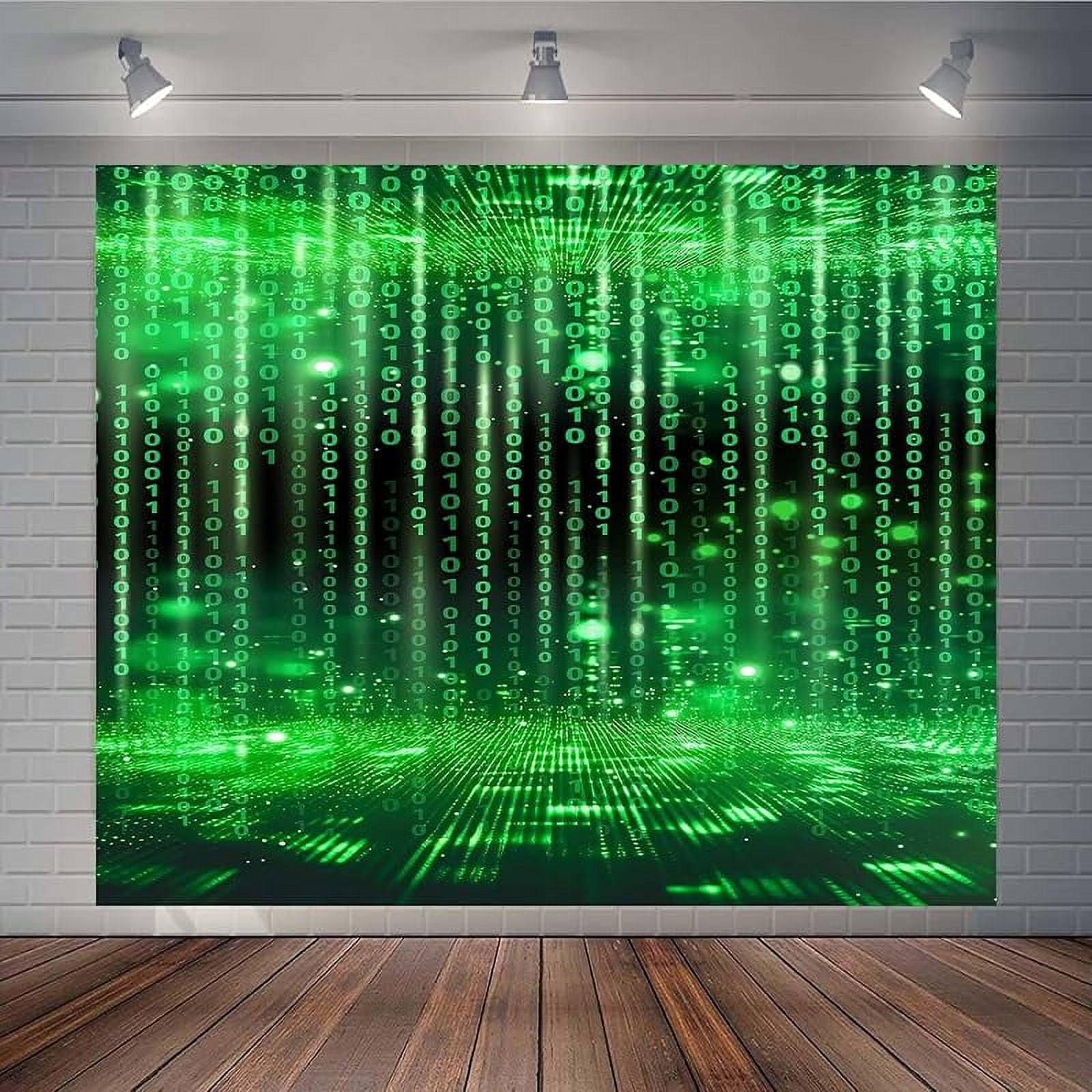 Green Matrix Data Number Backdrop Digital Code Photography Background ...