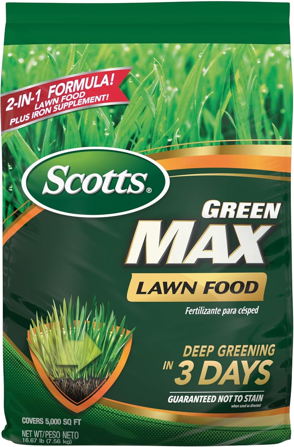 Green Max Lawn Food, Lawn Fertilizer Plus Iron Supplement for Greener ...