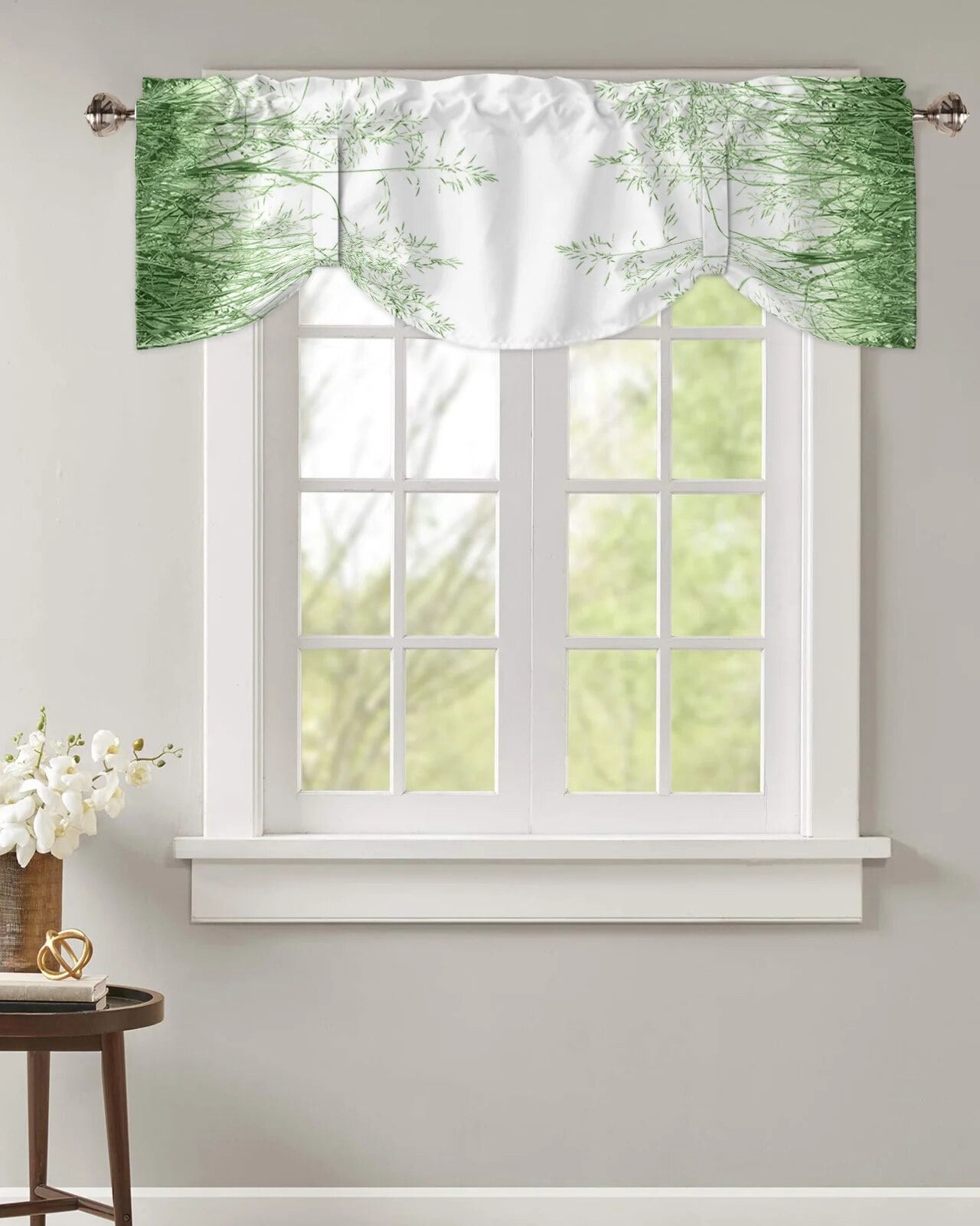 Green Meadow Grass Small Curtain Rod Pocket Short Curtains Home Decor ...