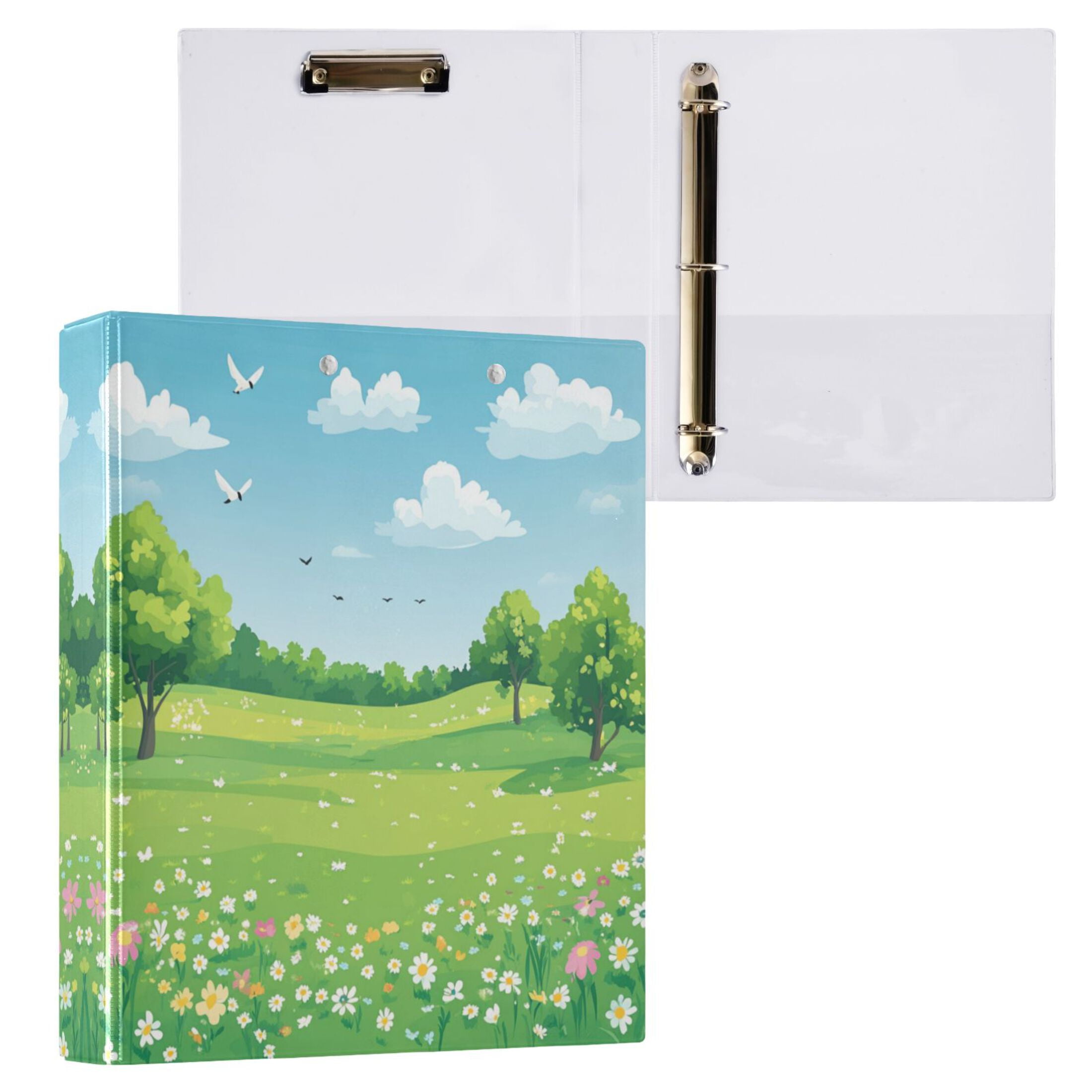 Green Meadow with Trees 3 Ring Hardcover Binders 1.5in Round Rings for ...