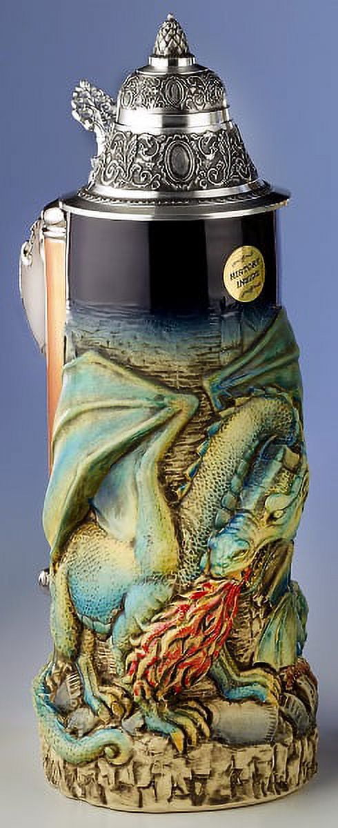 Green Medieval Fire Breathing Dragon with Axe Handle LE German Beer ...