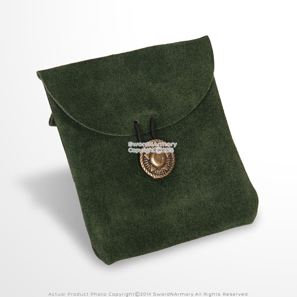 Green Medieval Renaissance Pouch Genuine Suede Leather Coin Bag LARP ...
