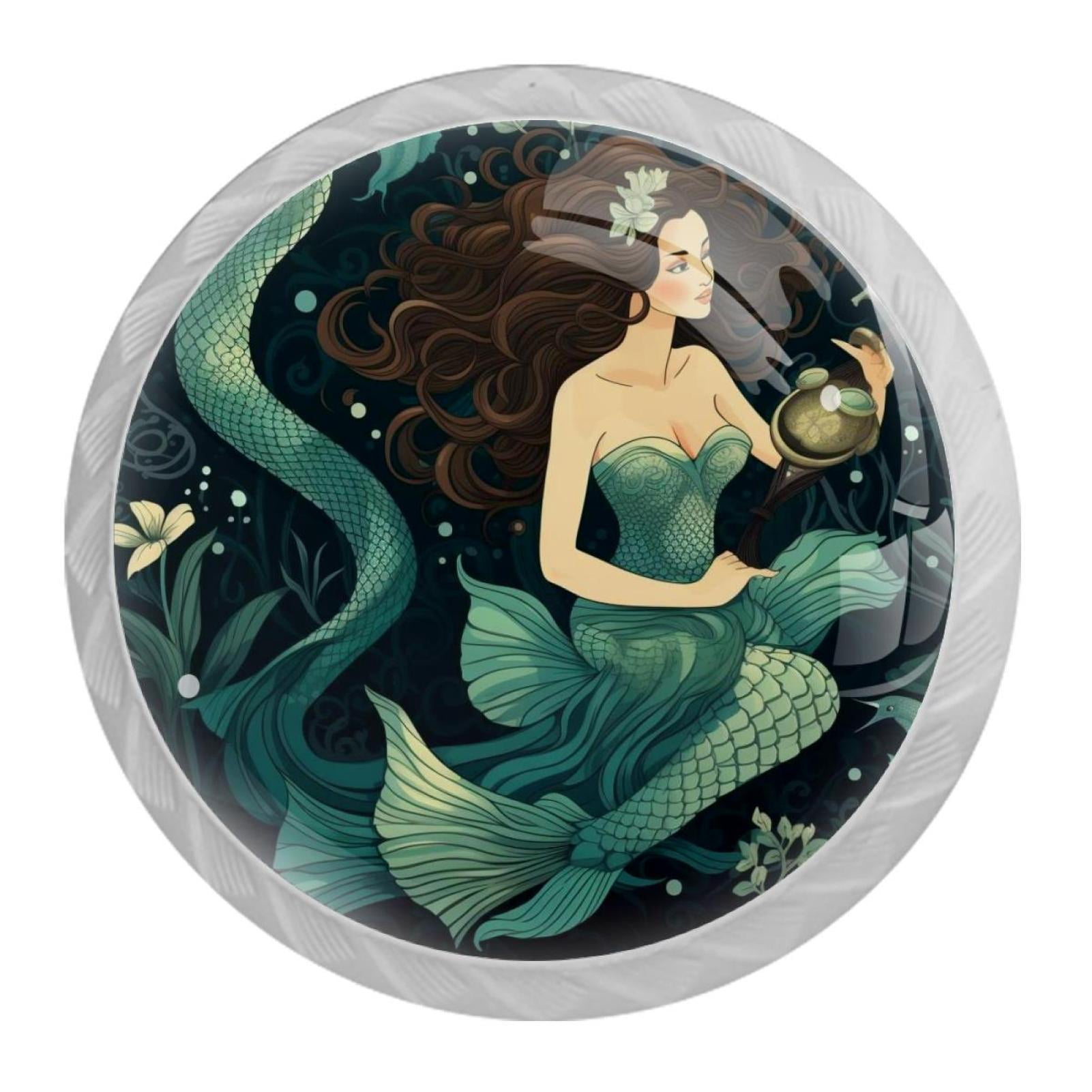 Green Mermaid Custom Drawer Knobs - Cabinet Knobs ABS Glass Drawer ...