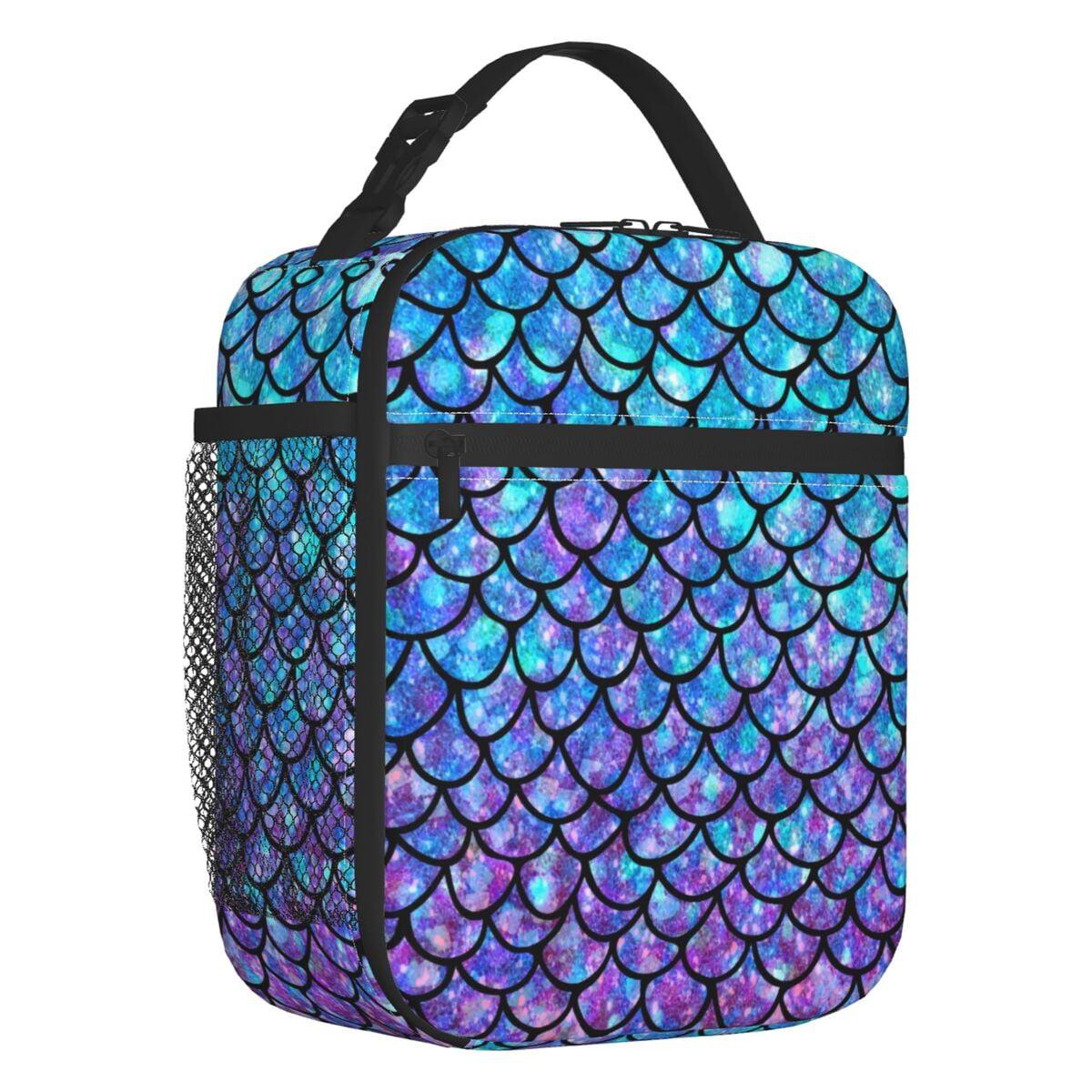 Green Mermaid Scales Insulated Lunch Bag for Women Portable Cooler ...