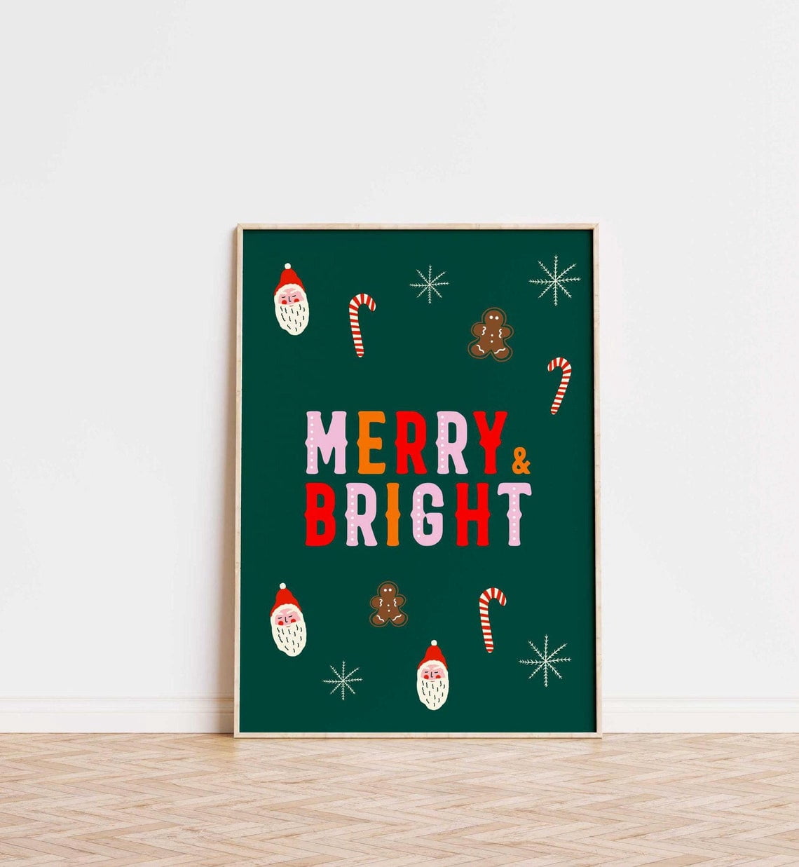 Green Merry & Bright Wall Art, Merry Christmas Wall Art Green Christmas ...