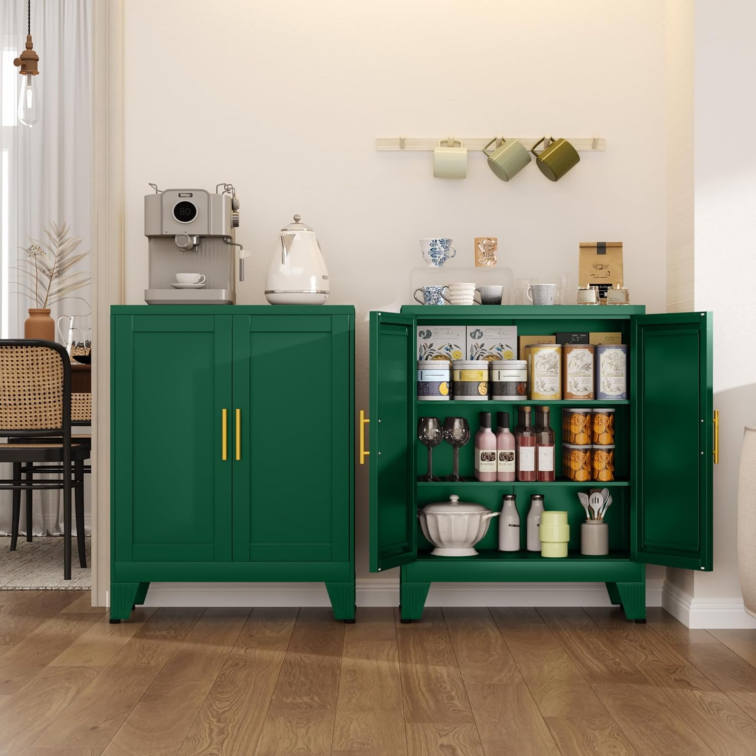 Green Metal Pantry Cabinet (Two Units), Sideboard Buffet Storage ...
