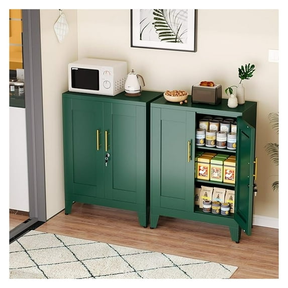 Green Metal Pantry Cabinet (Two Units), Sideboard Buffet Storage ...