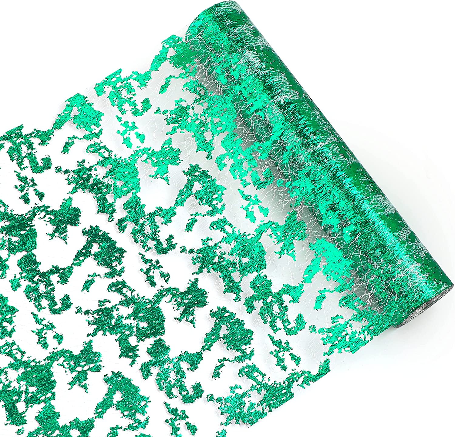 Green Metallic Table Runner 11 Inches x 16 Feet Thin Mesh Sparkle Table ...