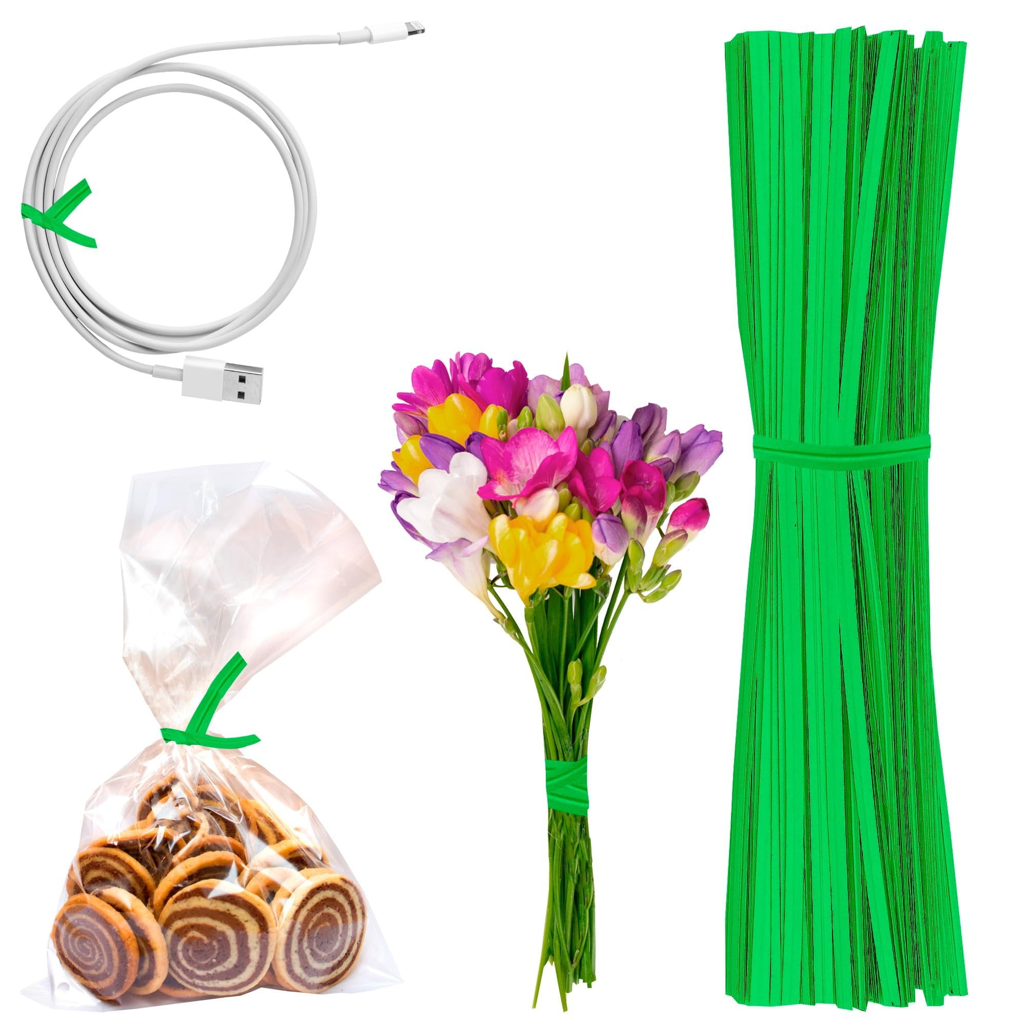 Green Metallic Twist Ties for Bags, 4 inches. 24000 Pack Plastic-Coated ...