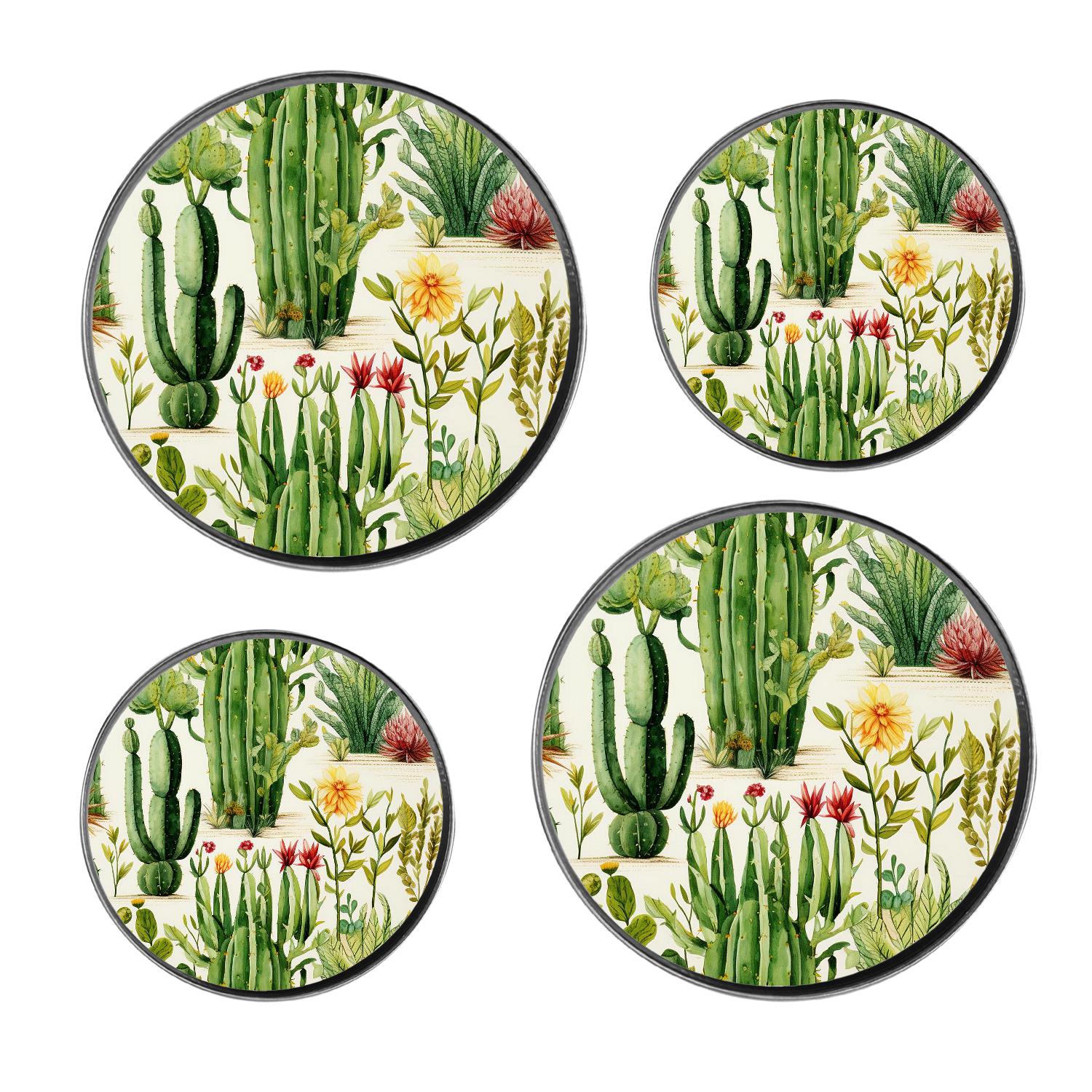 Green Mexican Texas Cactus Plants Drawing Stove Burner Covers Set,Gas ...