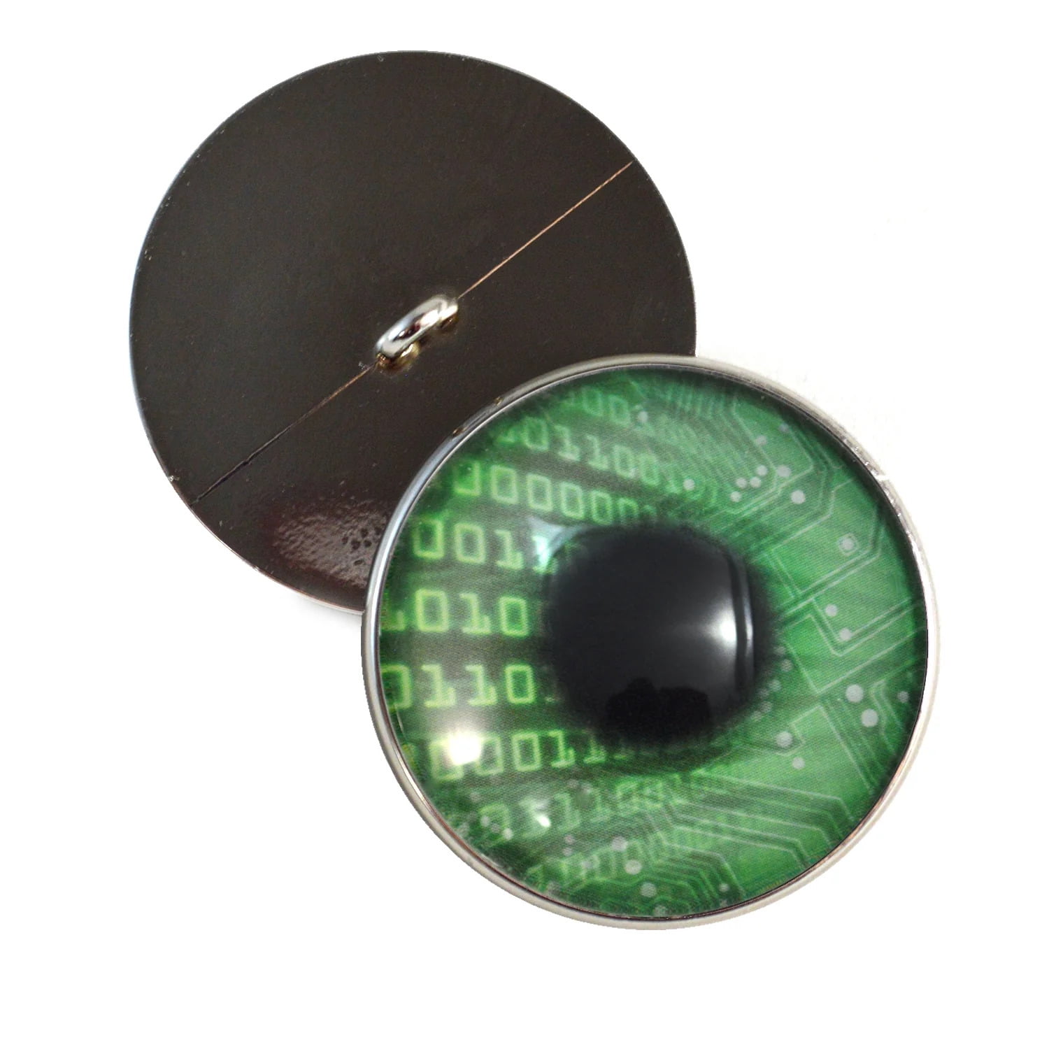 Green Microchip Cyberpunk Sew-On Button Glass Eyes - Walmart.com