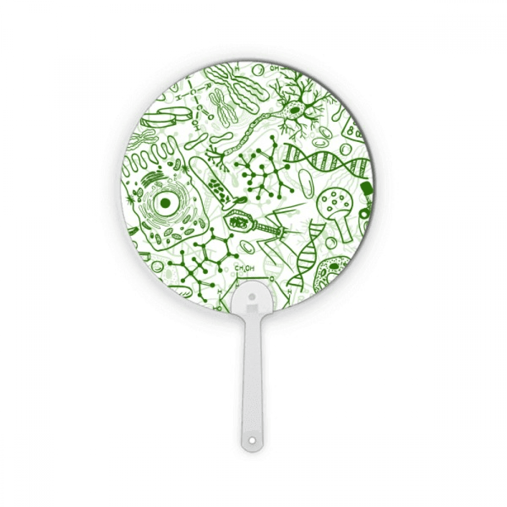 Green Microscope Cells Structure Biological Plastic Round Handheld Fan ...