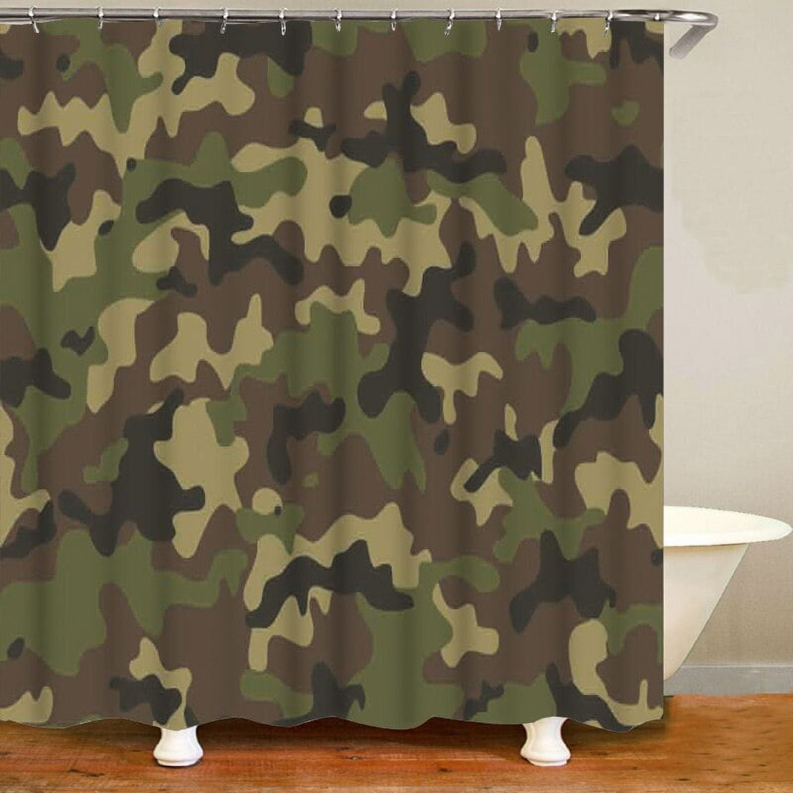 Green Military Camouflage Army Camo Print Bathroom Curtains Shower
