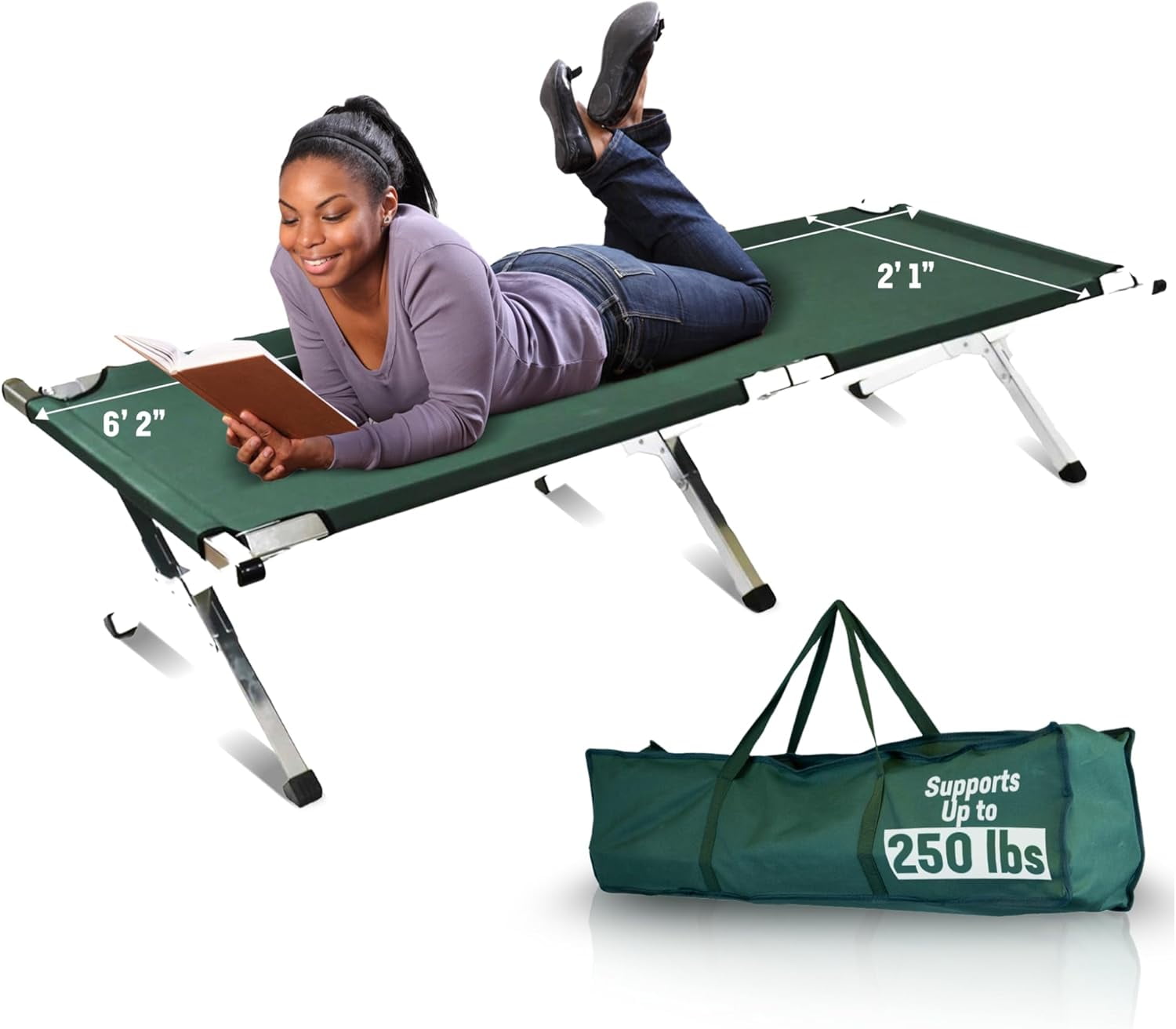 Green Military- Camping Bed, Lightweight Aluminum Camping Cots for ...